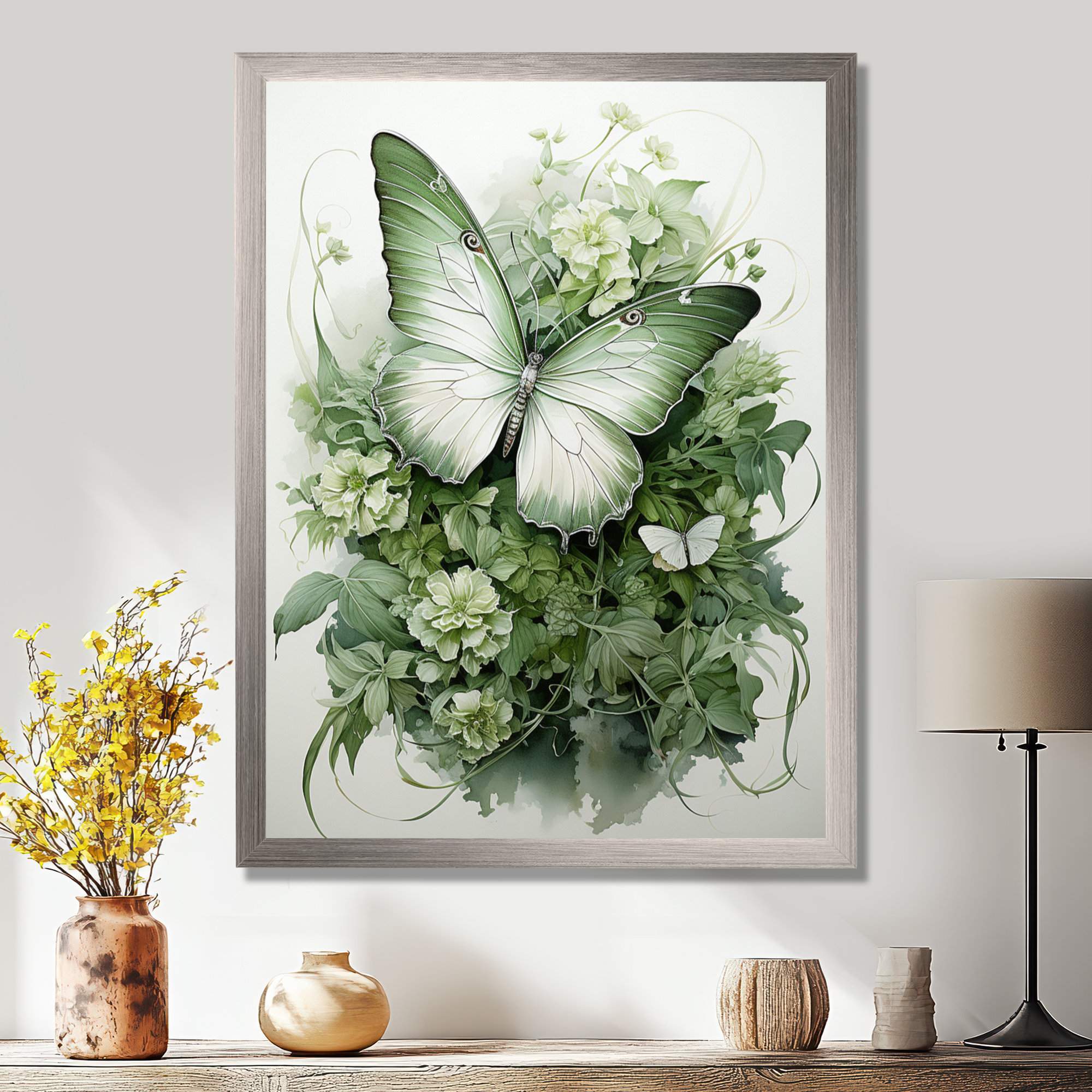 Red Barrel Studio® Green Butterfly Whirling Beauty - Butterfly Canvas ...