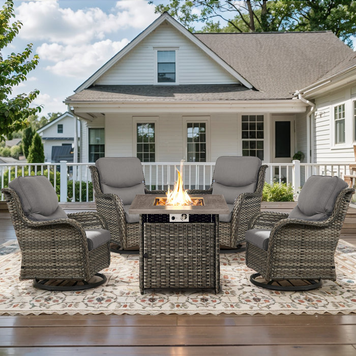 Red Barrel Studio® Koba 5-Piece Outdoor Conversation Set – Swivel ...