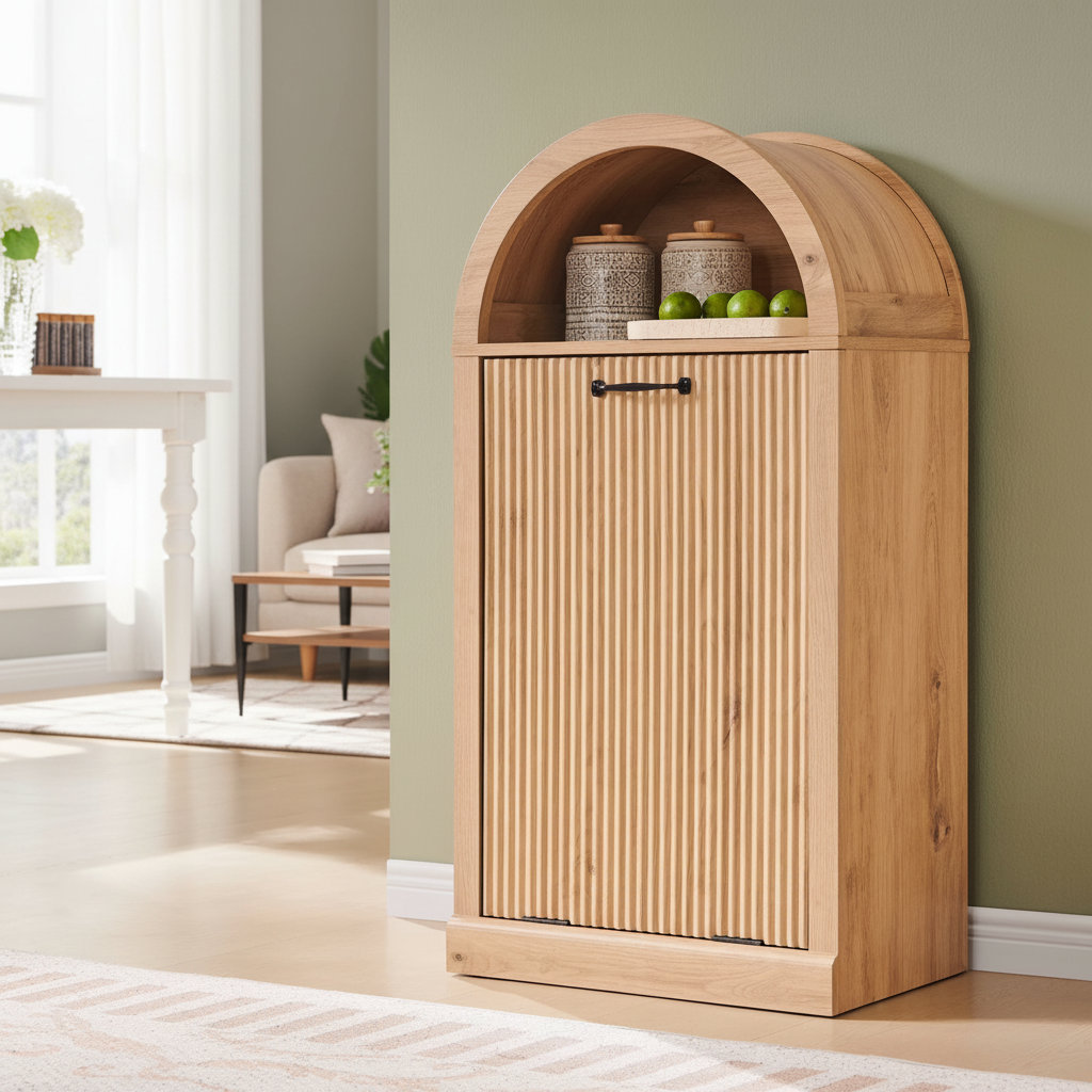 NAISIDIANZI 10-Gallon Grey Recessed Arched Slanted Concealed Trash Can ...