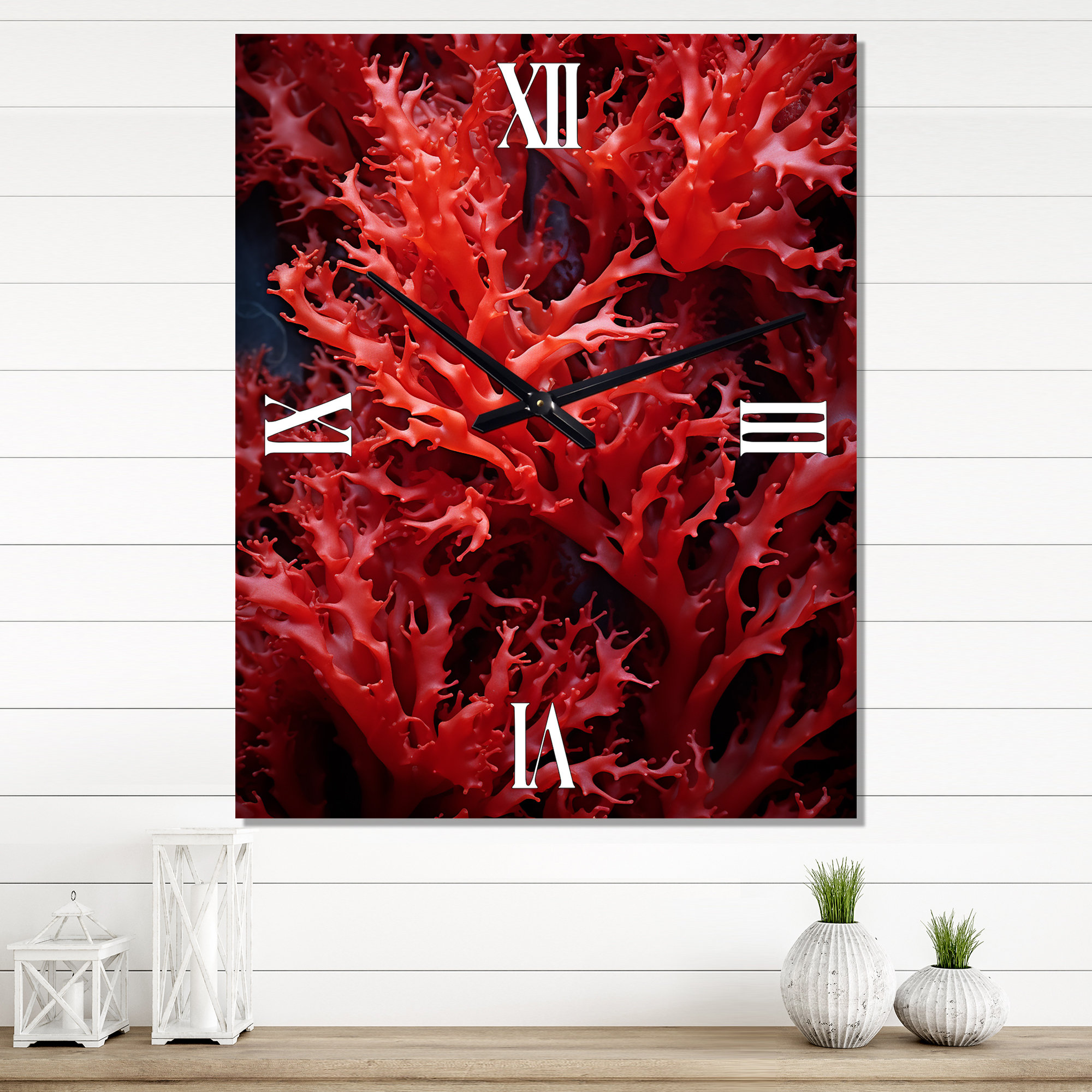 Latitude Run® Red Gorgonacea Sea World - Coastal Coral Wall Clock ...