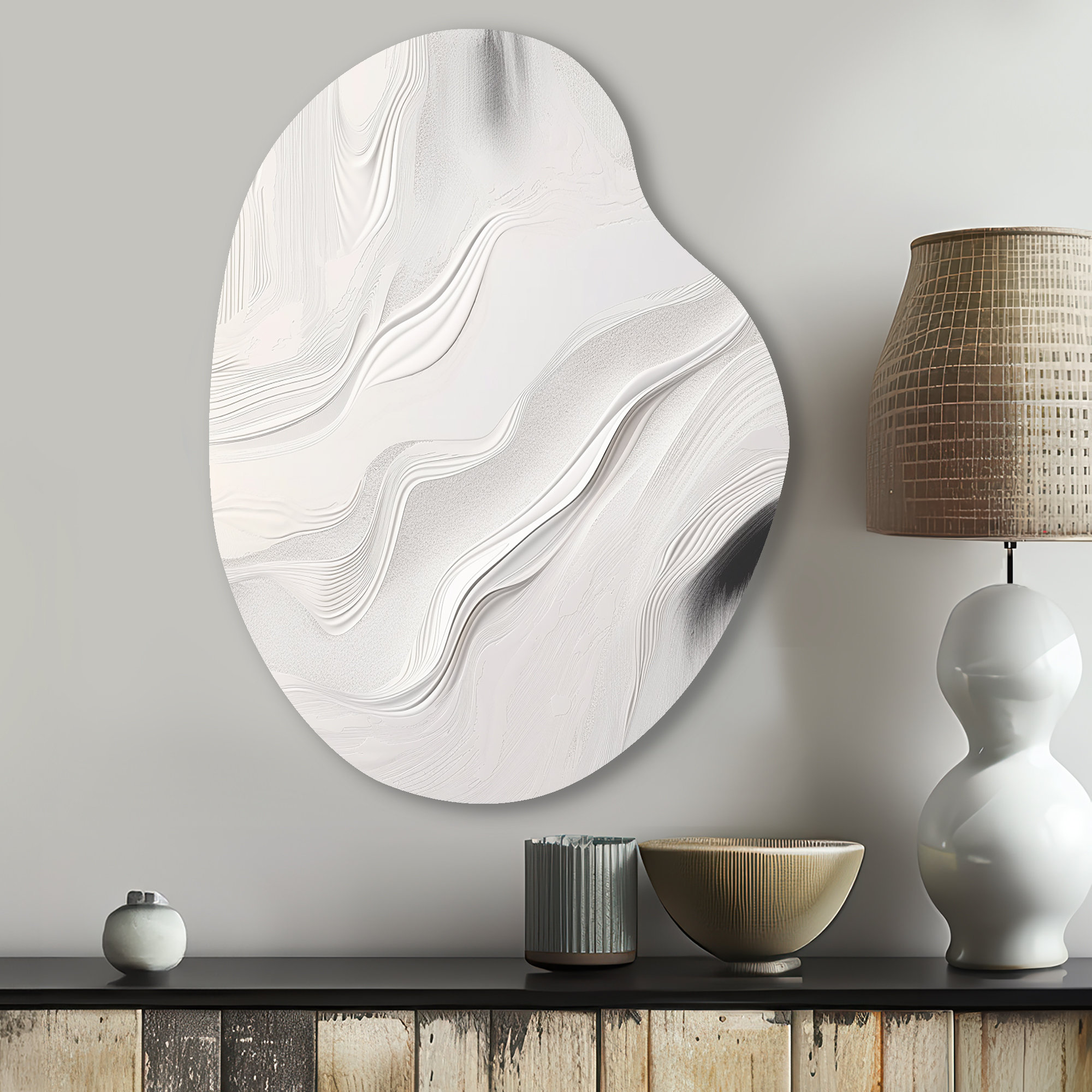 Design Art White And Grey Ripples Of Stone V - Abstract Marble Pear ...