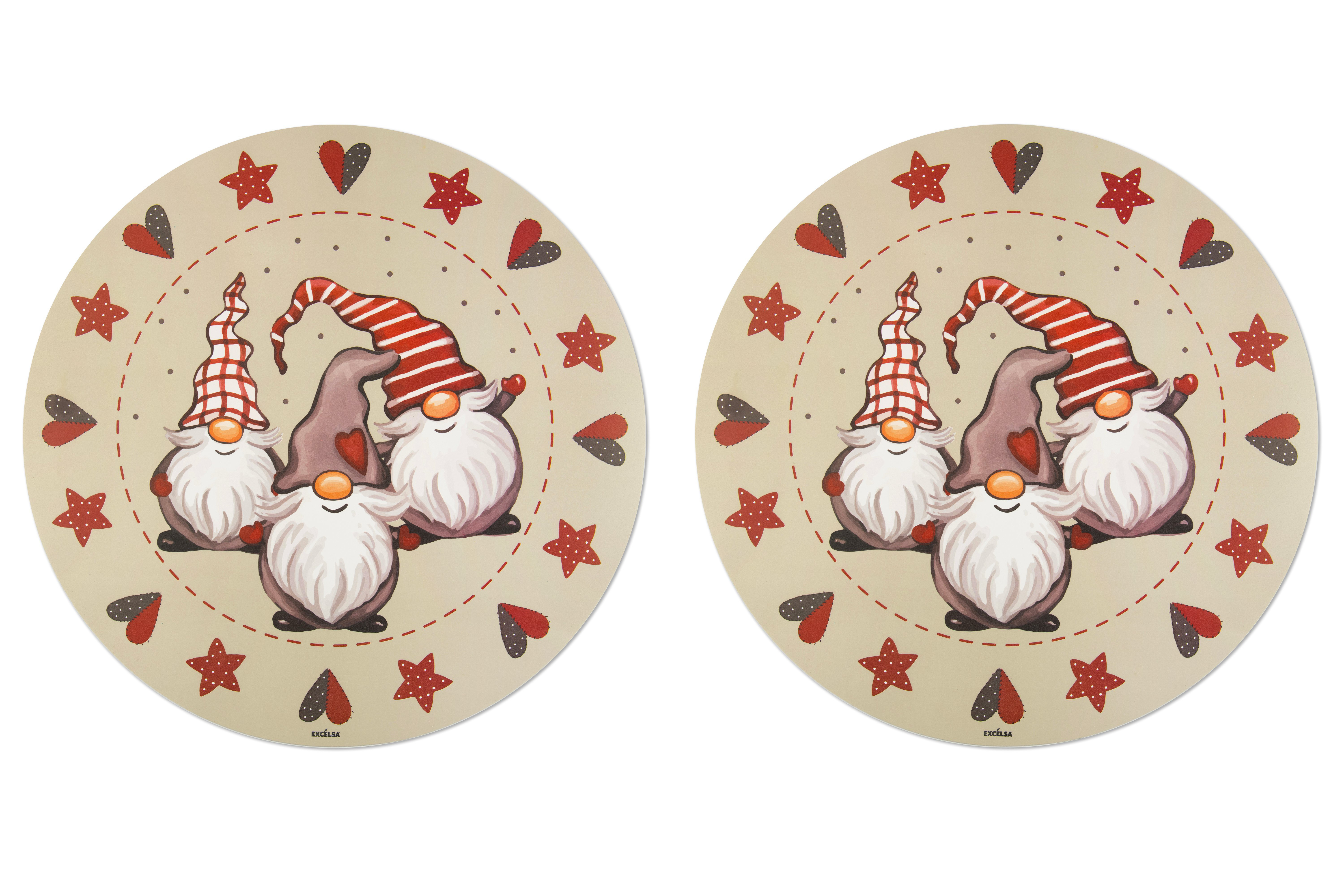 Excelsa set of 2 round placemats Gnomo plastic 15x15 cm multicolor ...