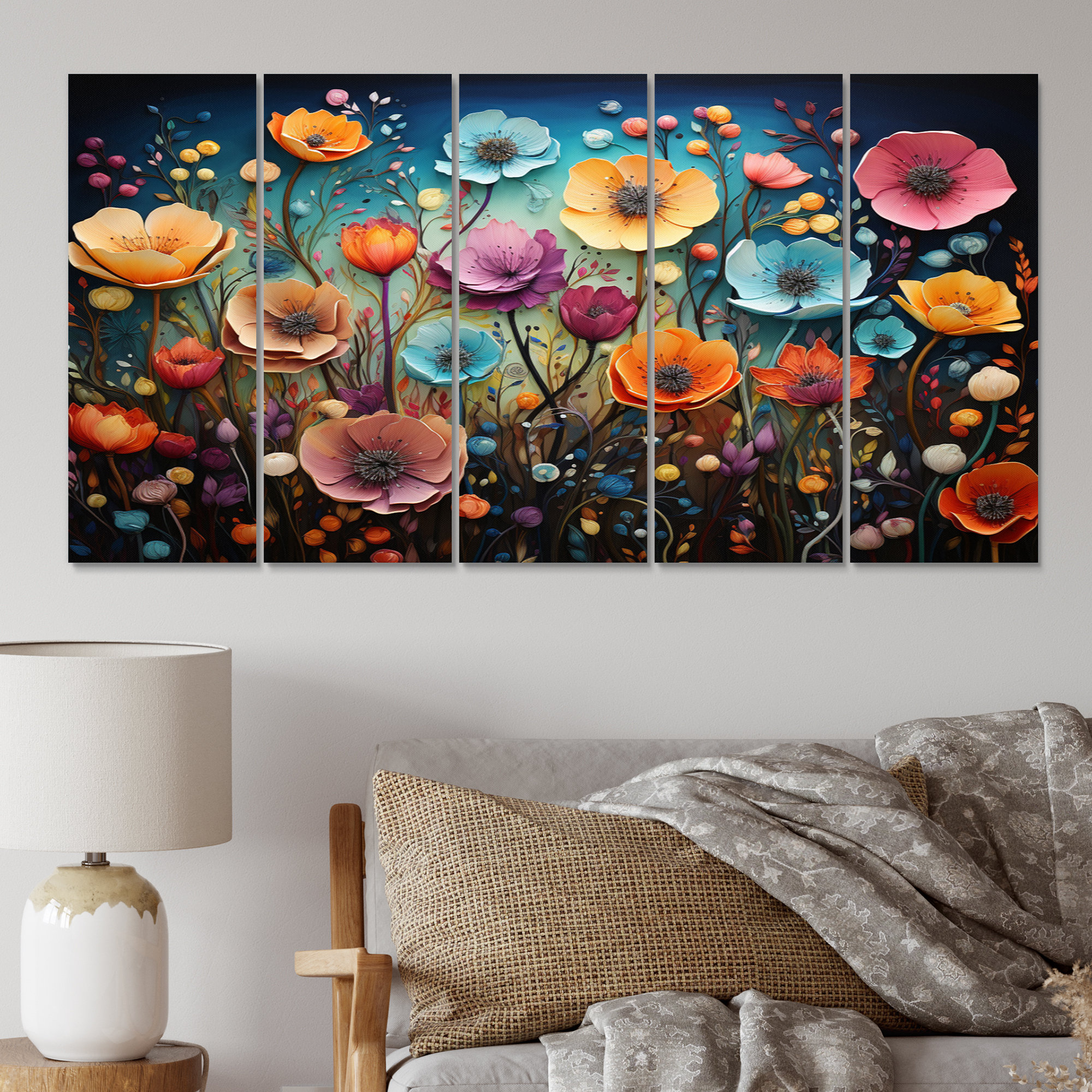 Lark Manor™ Colorful Wildflowers Whimsical Blooms - Floral Canvas Print ...