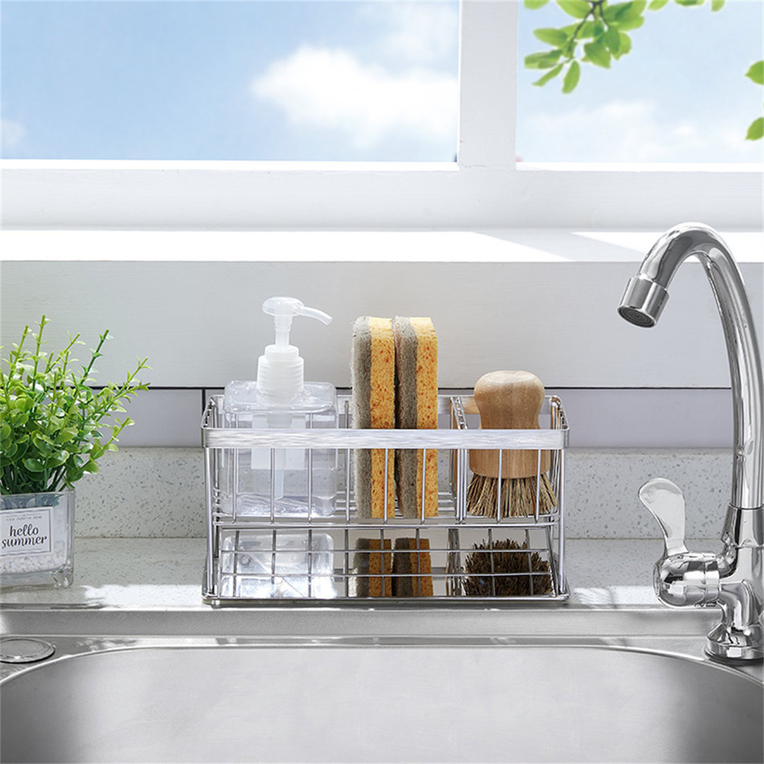 WKING 304 Stainless Steel Kitchen Sink Caddy Sponge Holder Rack ...