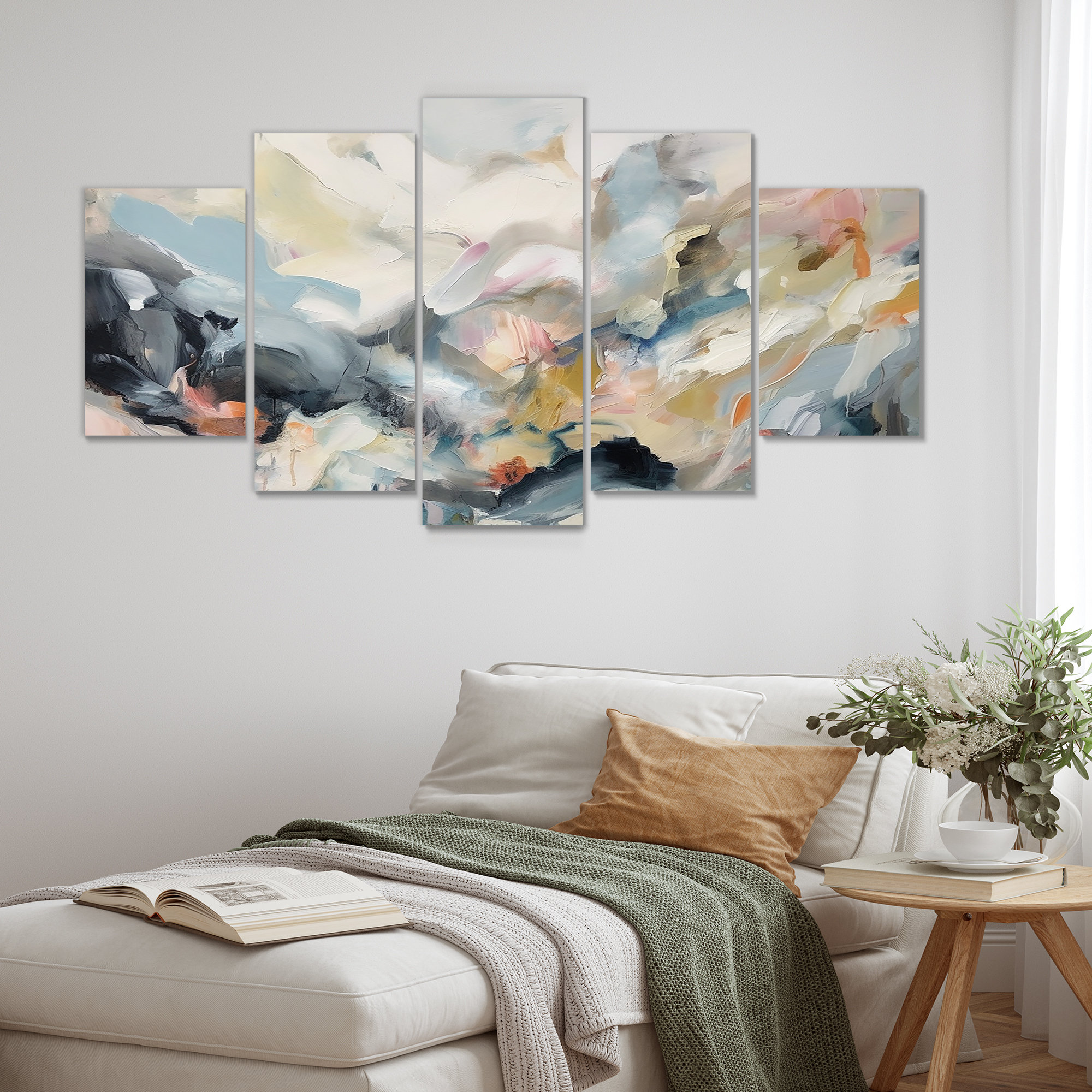 Ivy Bronx Grey And Blue Vivid Waves Fuild I - Abstract Painting ...