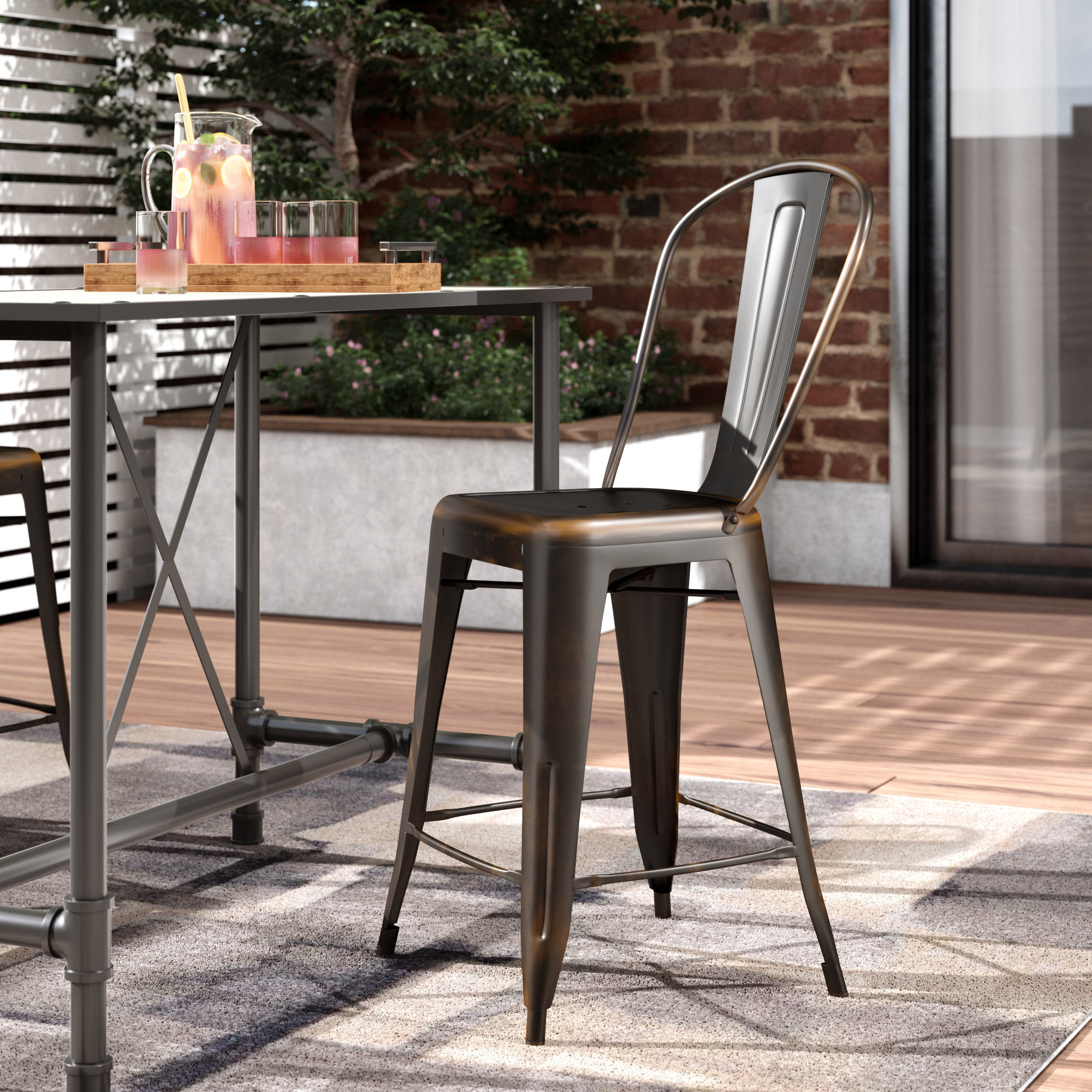 Williston Forge Mattias Metal Outdoor Stool | Wayfair
