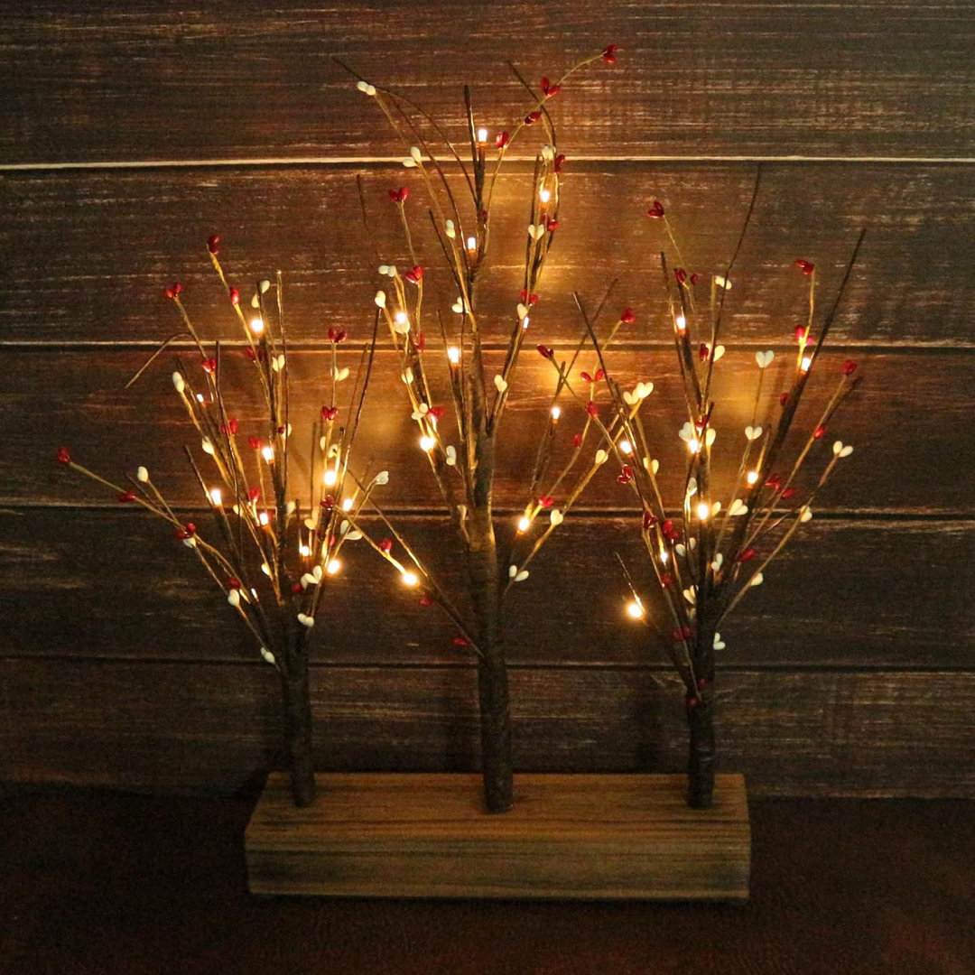 One Allium Way® Battery Operated W/Timer Illuminated Pip Berry Tree ...