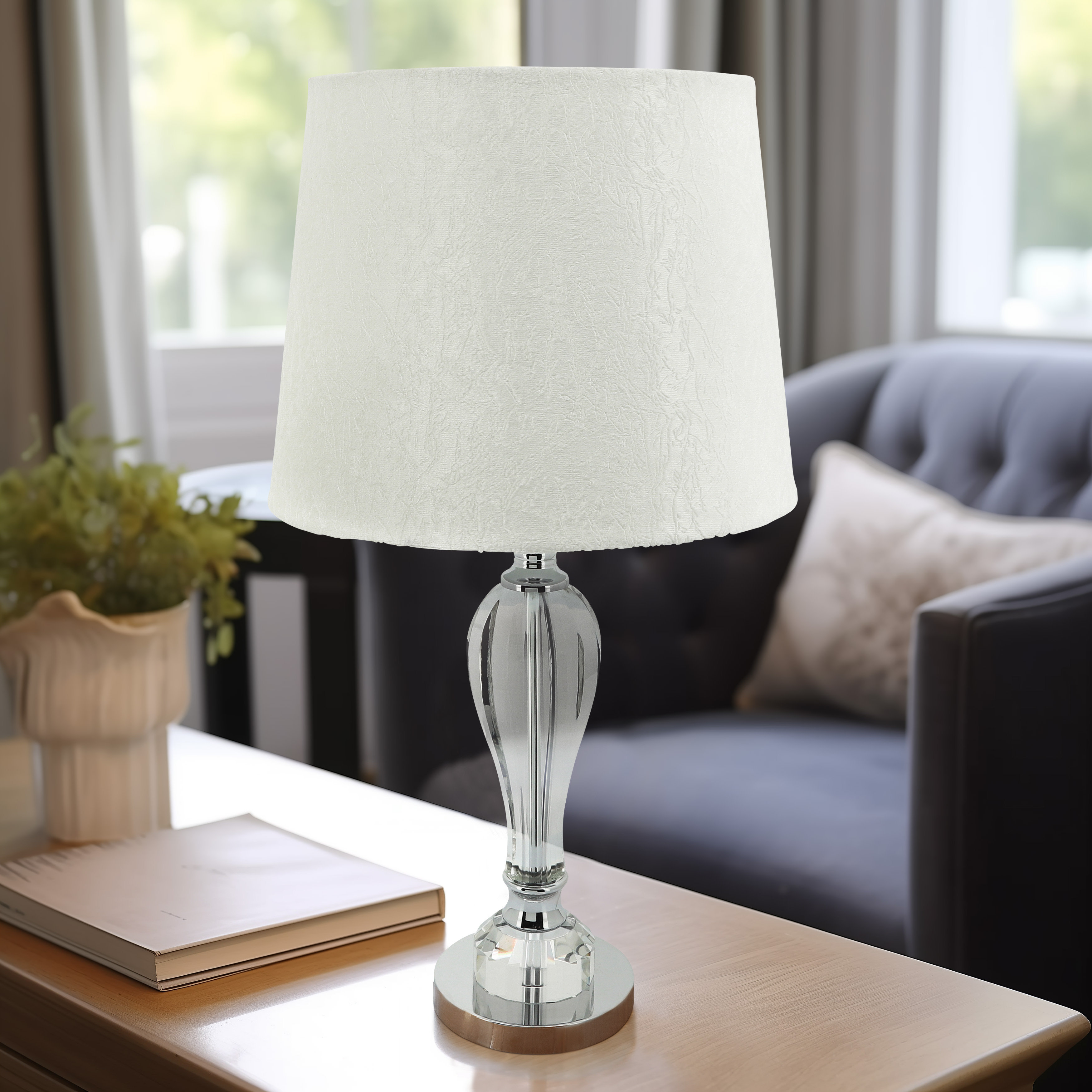 Rosdorf Park Neutral Crystal 23.75" Bulb Table Lamp, Clear - 13.0" x 13 ...