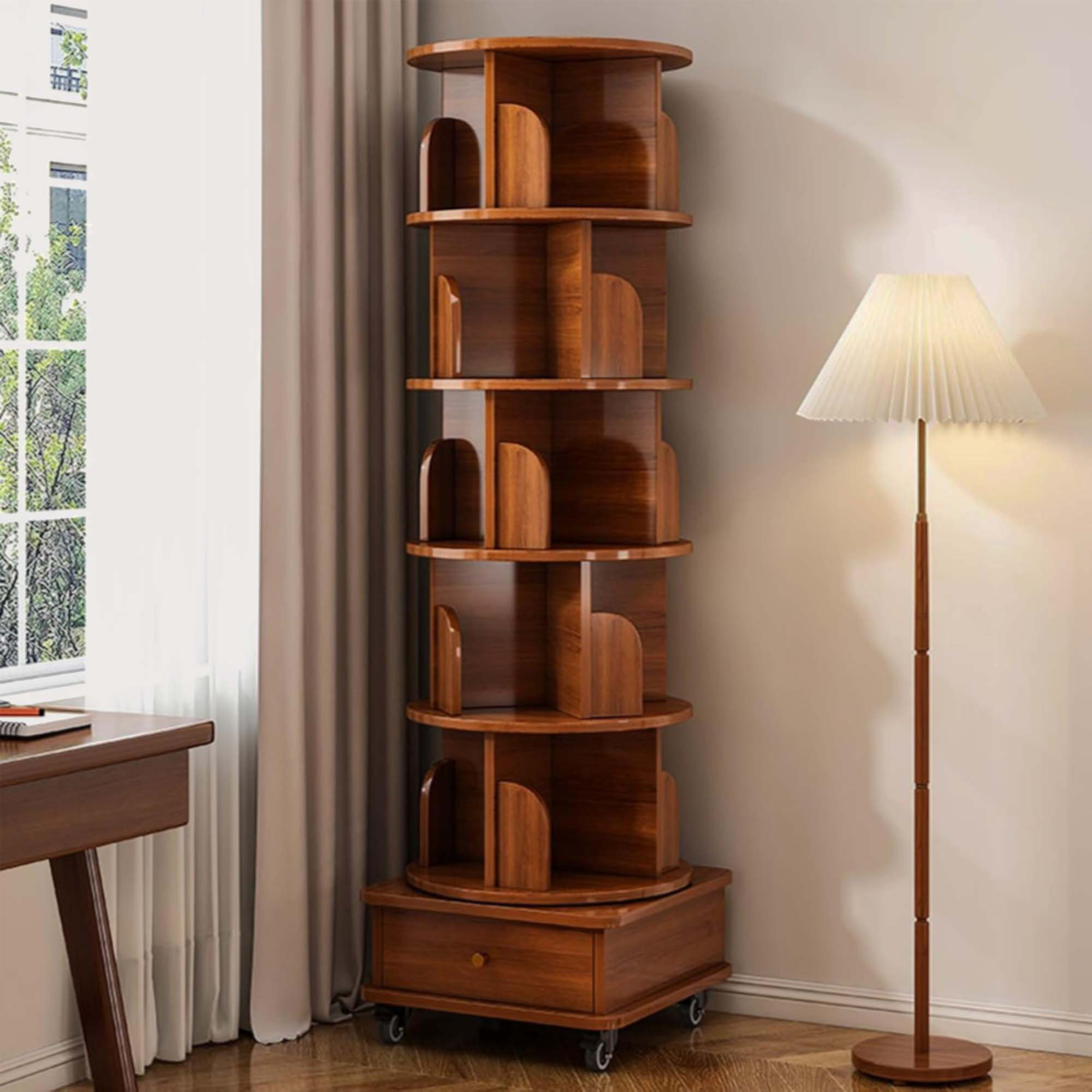Mercer41 Rotating Bookshelf, 360 Display Corner Bookshelf For Small ...