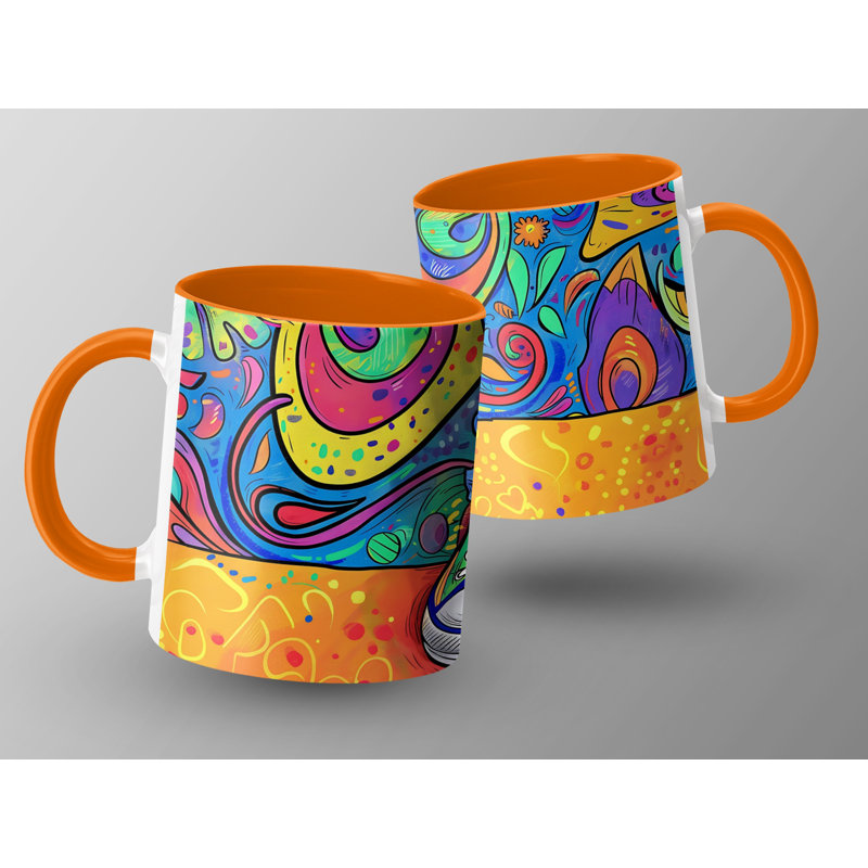 East Urban Home Kids Drawing Style 11oz Accent Mug – White Ceramic ...