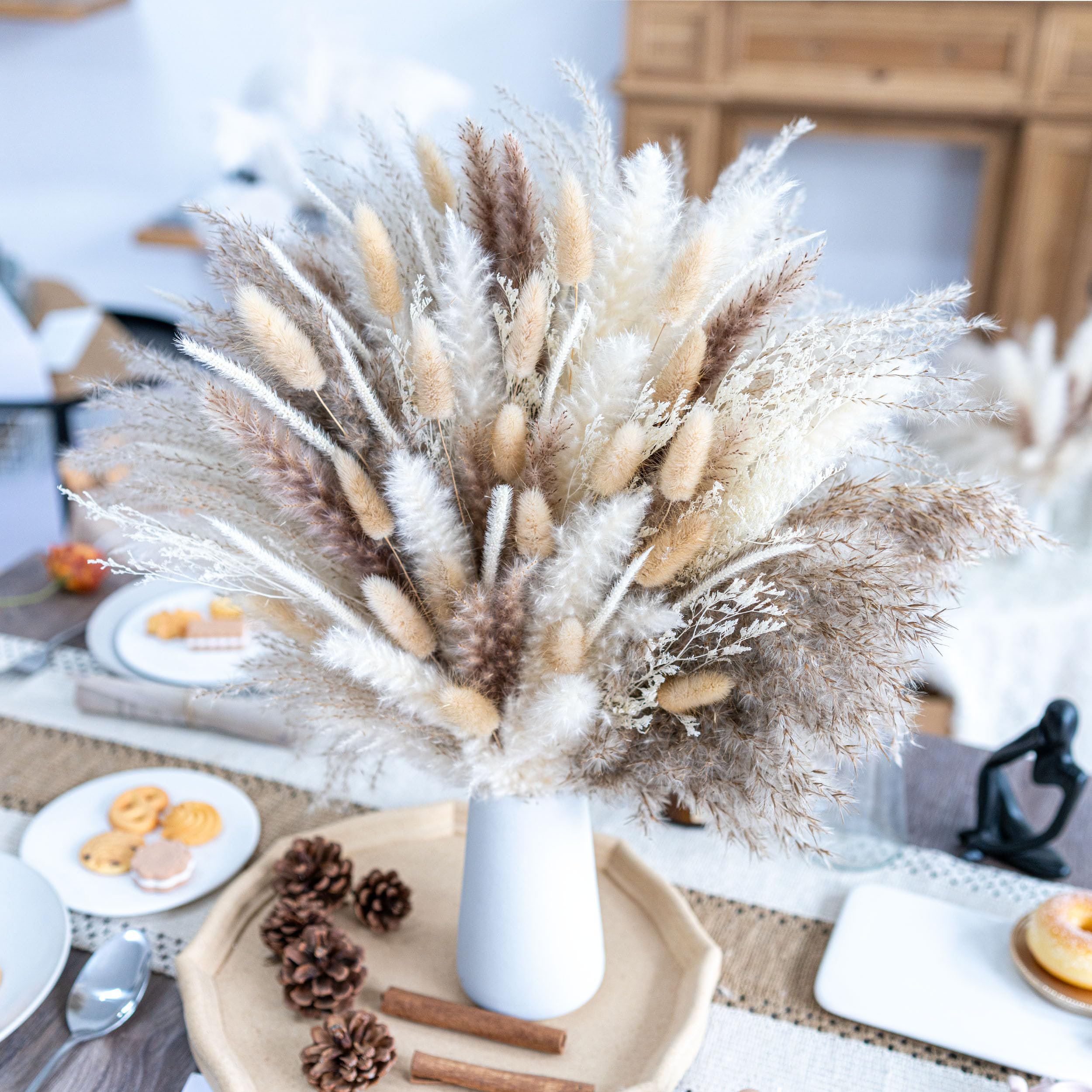 Primrue 150PCS Natural Pampas Grass Decor Bouquet | Boho Dried Floral ...