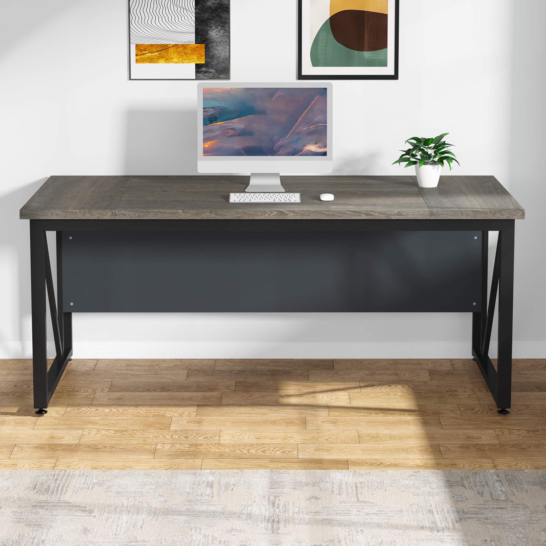 17 Stories 63 Inches Computer Desk, Modern Home Office Desk For ...