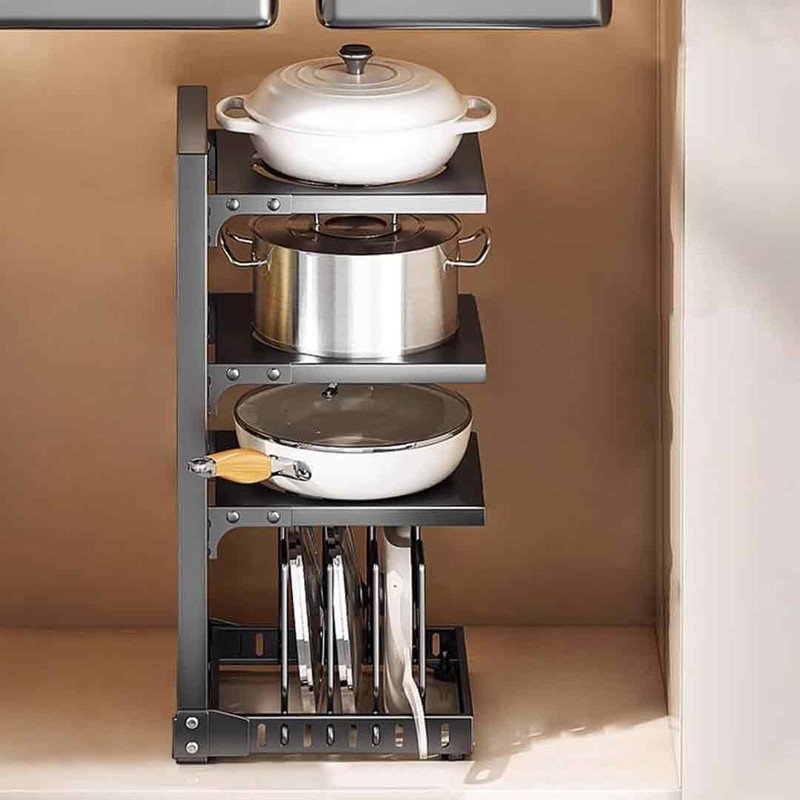 Prep & Savour Carbon Steel Rectangle Countertop / Cabinet Pot Rack ...