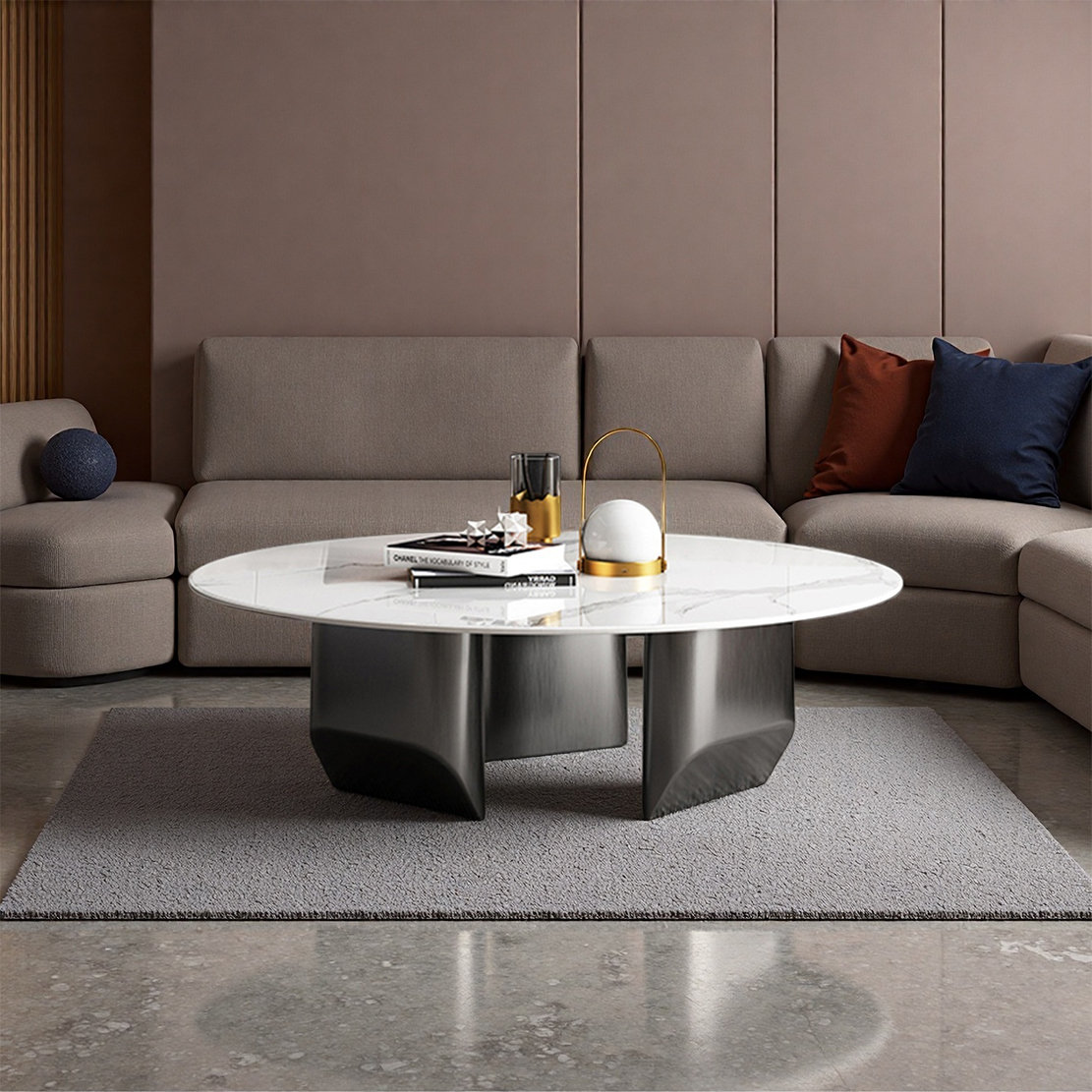 Orren Ellis Minimalist round stone slab coffee table - Wayfair Canada