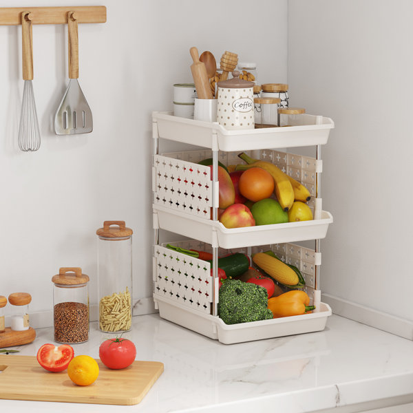 Wrought Studio™ Plastic Stackable Storage Baskets, 3 Tier Stacking Bins ...