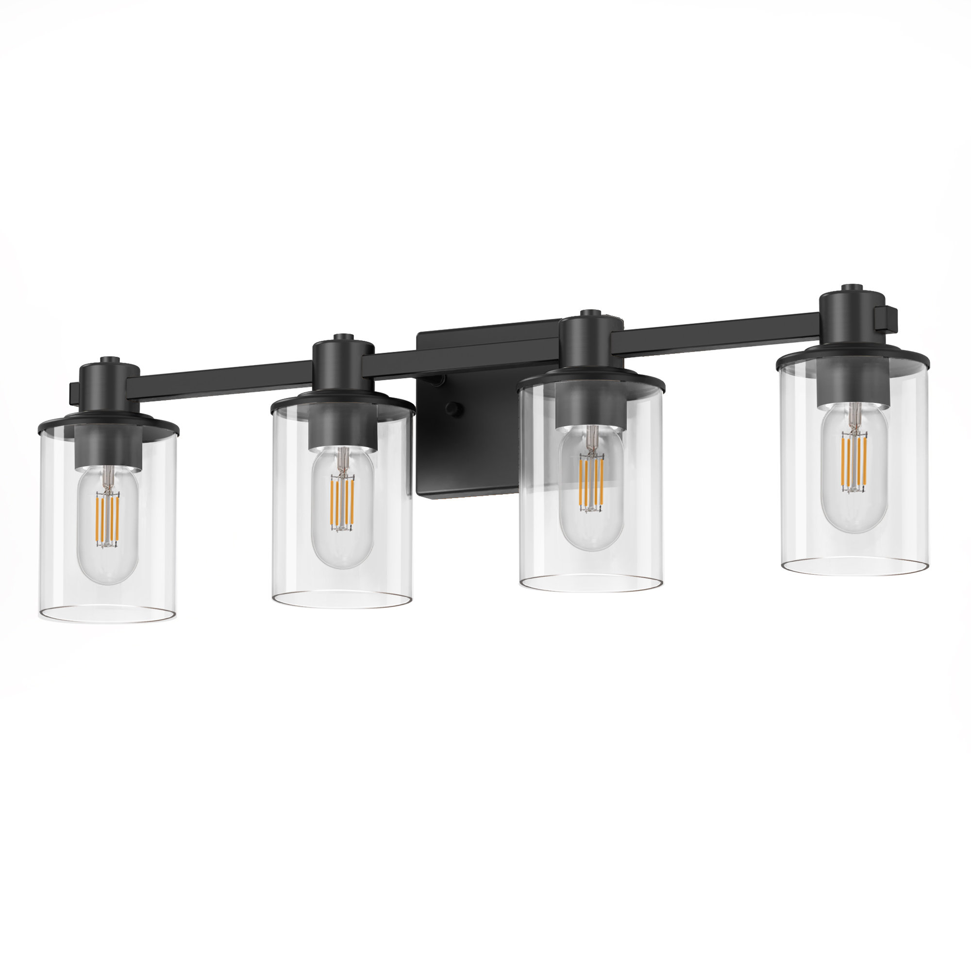 Ebern Designs Modern 4-Light Vanity Fixture With Clear Glass Shades ...
