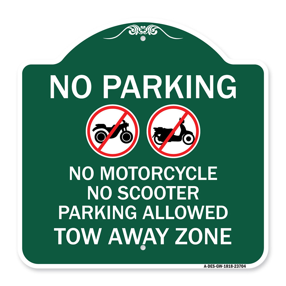 Signmission Designer Series Sign - No Parking No Motorcycle No Scooter ...
