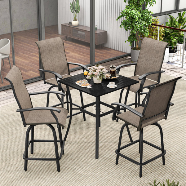 Gracie Oaks 4 Person Patio Swivel Counter-height Dining Set & Reviews ...