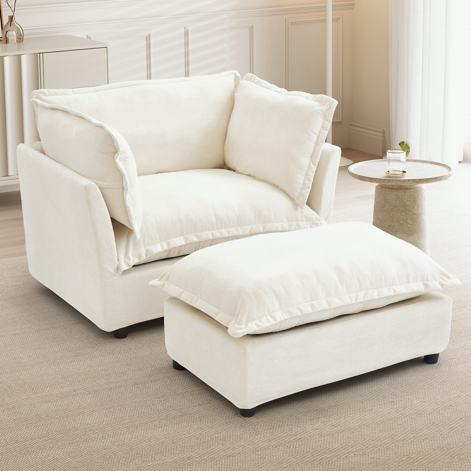 Latitude Run® Single Sofa with Movable Ottoman | Wayfair