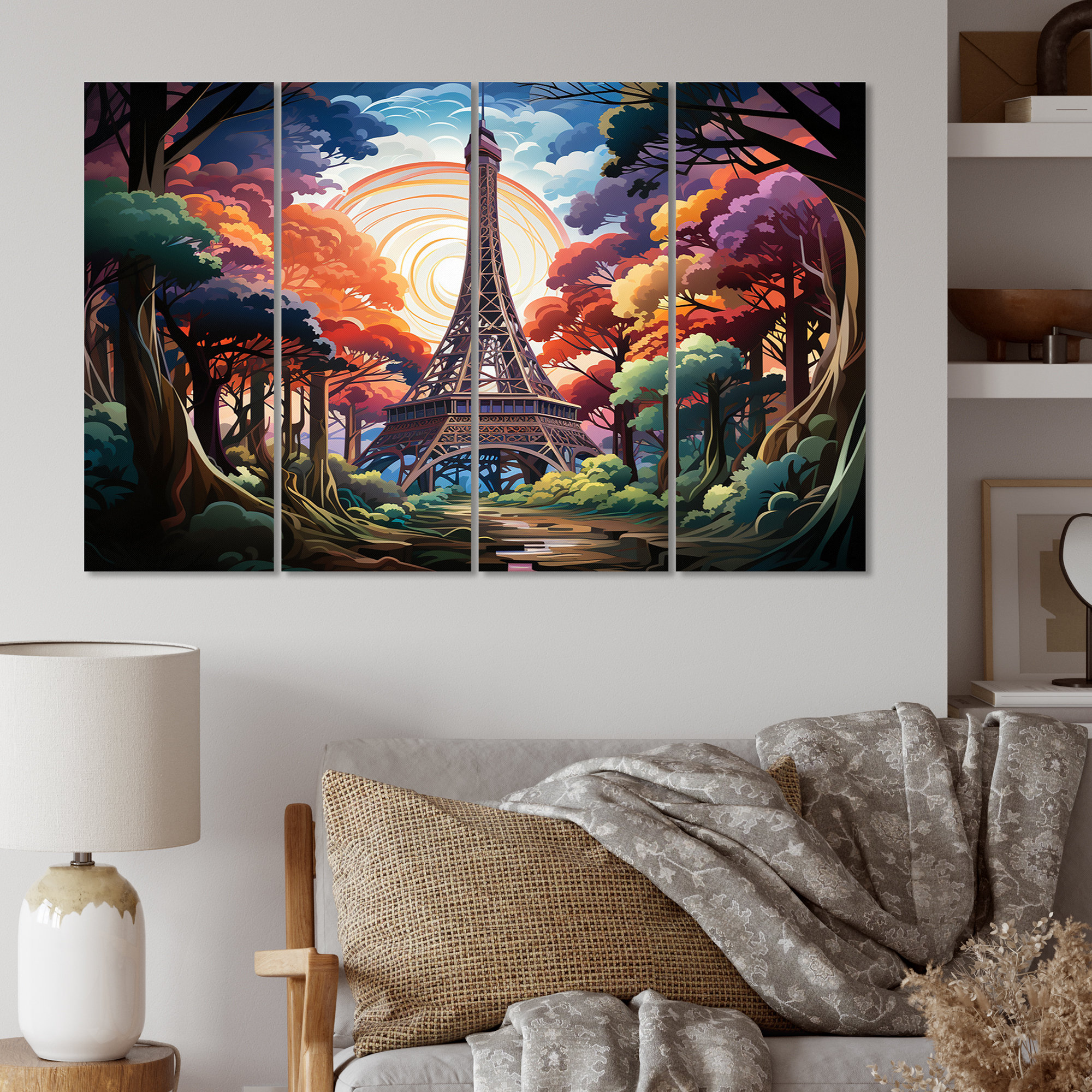 Design Art Majestic Rainbow Sunset Eiffel Tower In Paris II - City ...