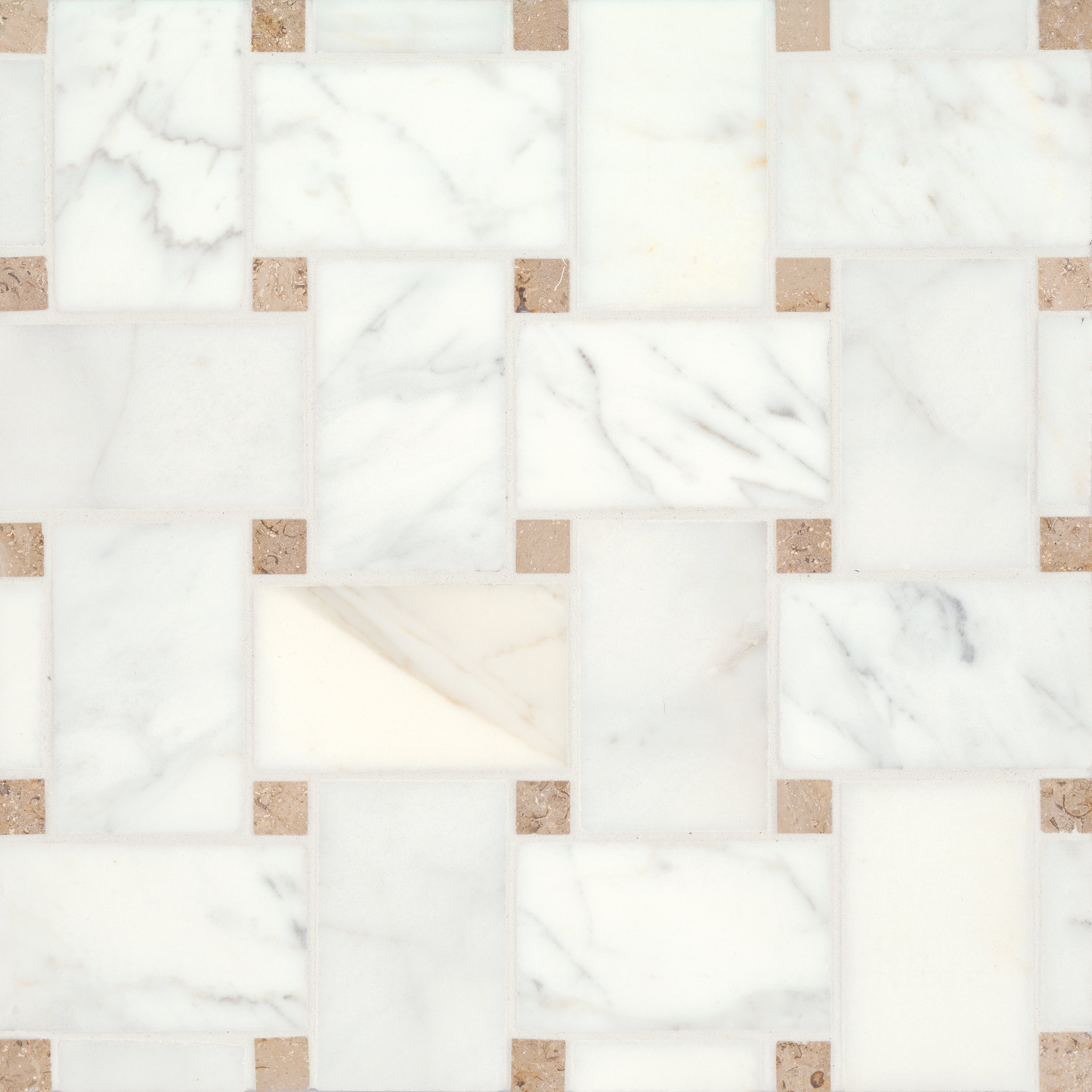 Bedrosians Jumbo Basketweave 12" x 12" Matte Marble Mosaic Floor and ...