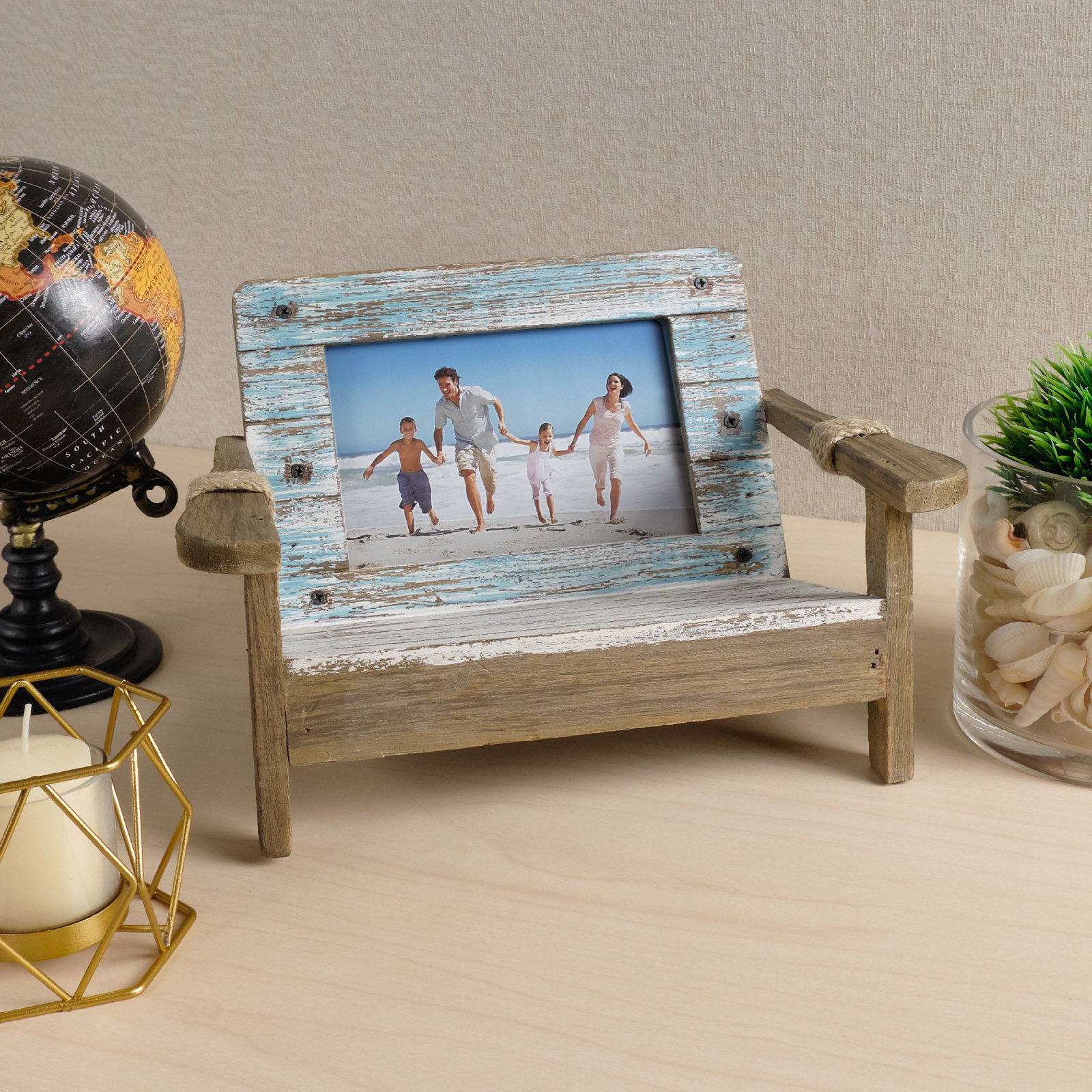 Dovecove Beveled Wood Frame Set in Brown | Wayfair