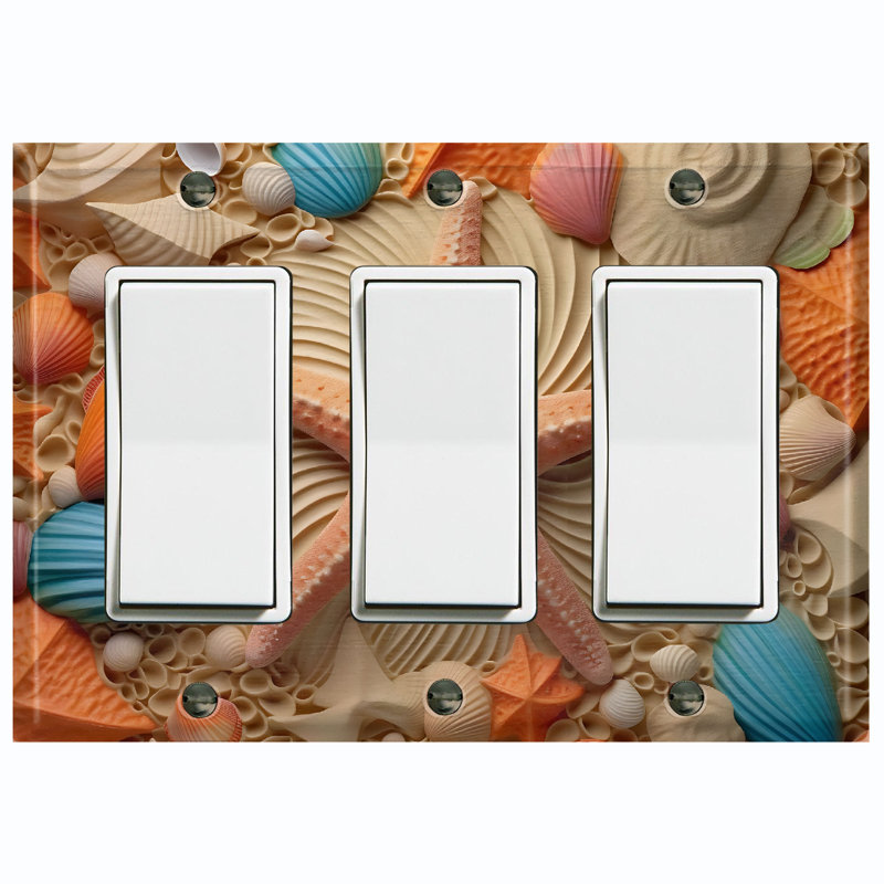 WorldAcc Ocean Orange Sea Shell Star Fish Nature Themed 3 - Gang Rocker ...
