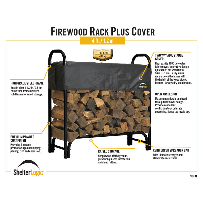 ShelterLogic 4 ft. Heavy Duty Log Rack with Cover & Reviews | Wayfair