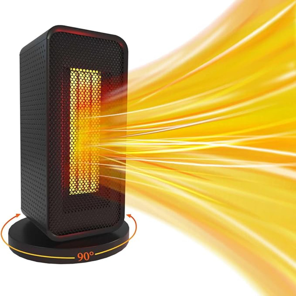 BUILTCO Electric Fan Heater W. 90° Oscillation (Black), 600/1200W ...