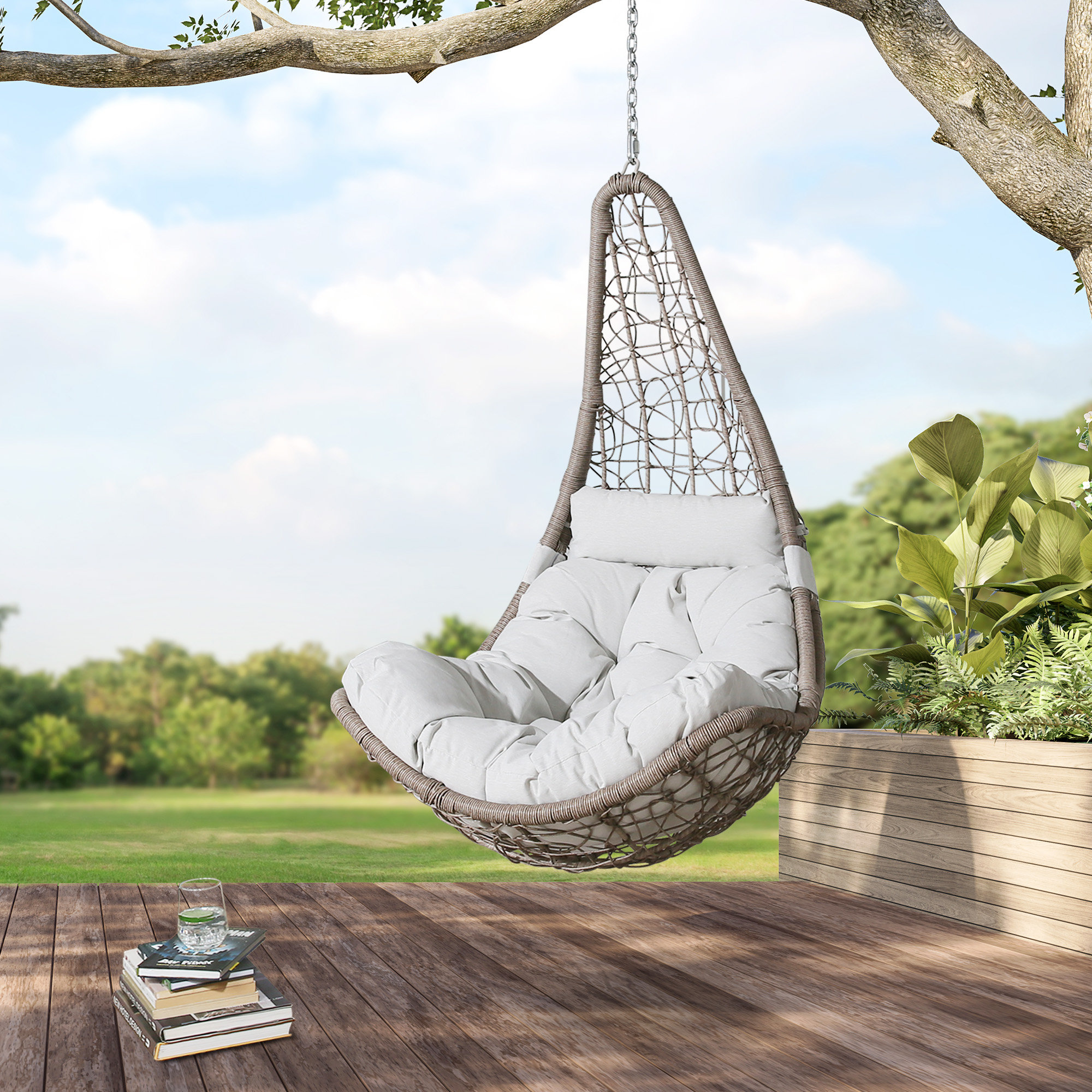 Sol 72 Outdoor™ Kya Wicker Porch Swing with Cushion & Reviews - Wayfair ...