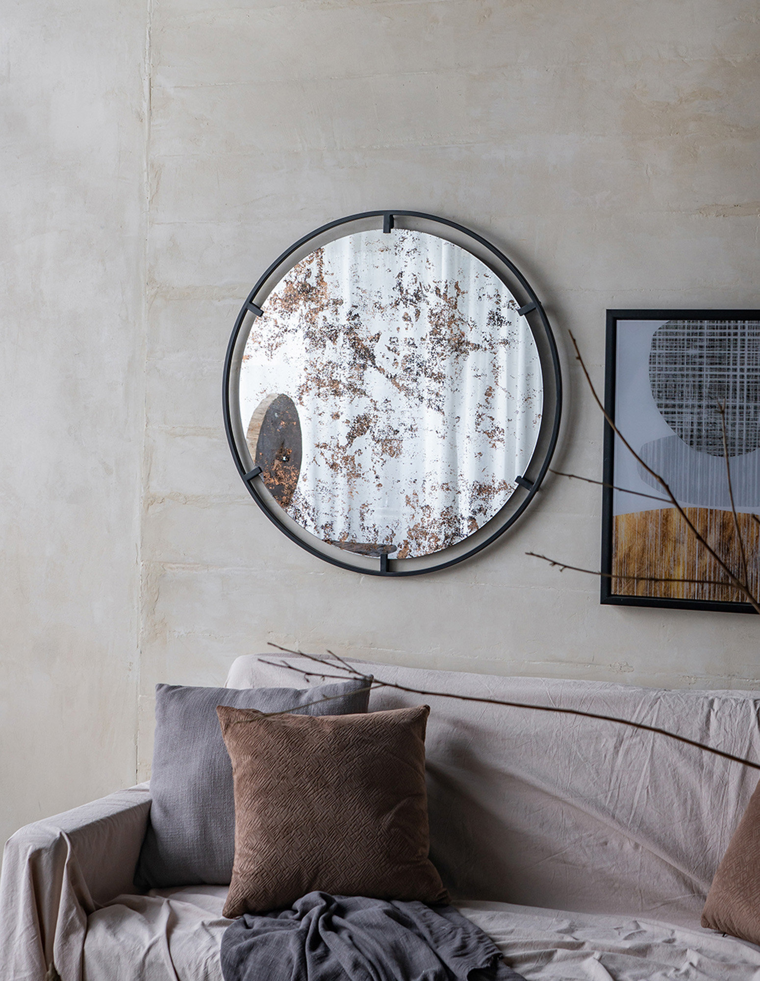 Astoria Grand Theodor Mirror With Industrial Design Round Mirror For ...