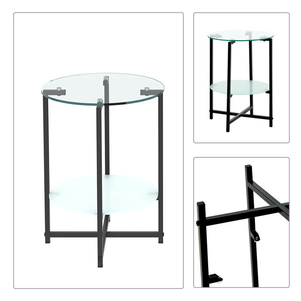 Brayden Studio® Modern Minimalist Design Set Of Two Round Metal End ...