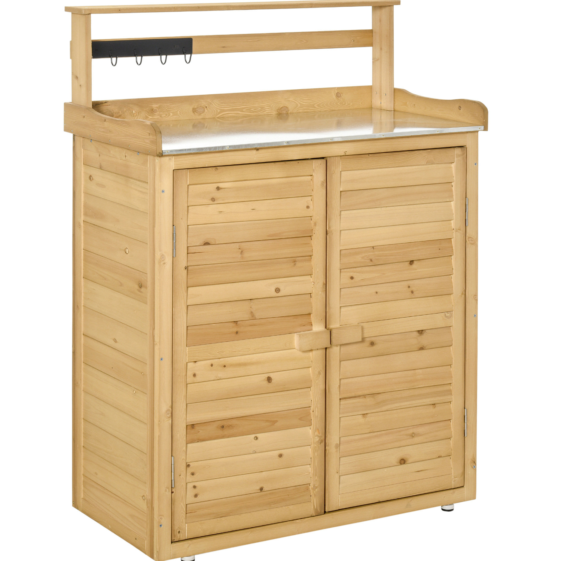 Ophelia & Co. Garden Workbench Shed, Solid Fir Wood, 3 Shelves, 2 ...