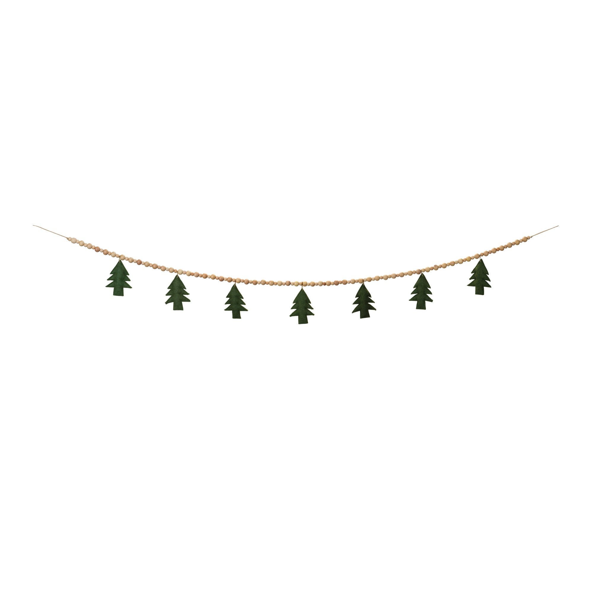 The Holiday Aisle® Wood Beaded Wool Tree Garland (Set of 2) | Wayfair