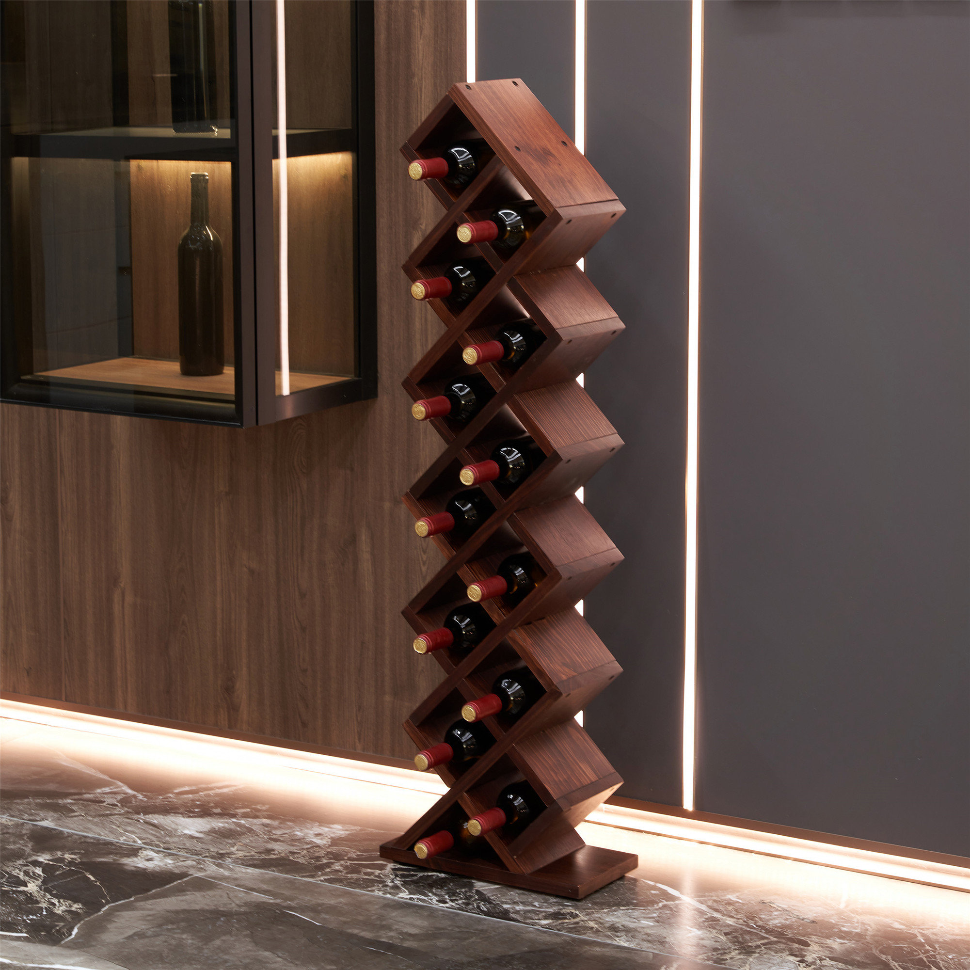 Loon Peak® Janala Freestanding 13 Bottle Floor Wine Bottle Rack,Display ...