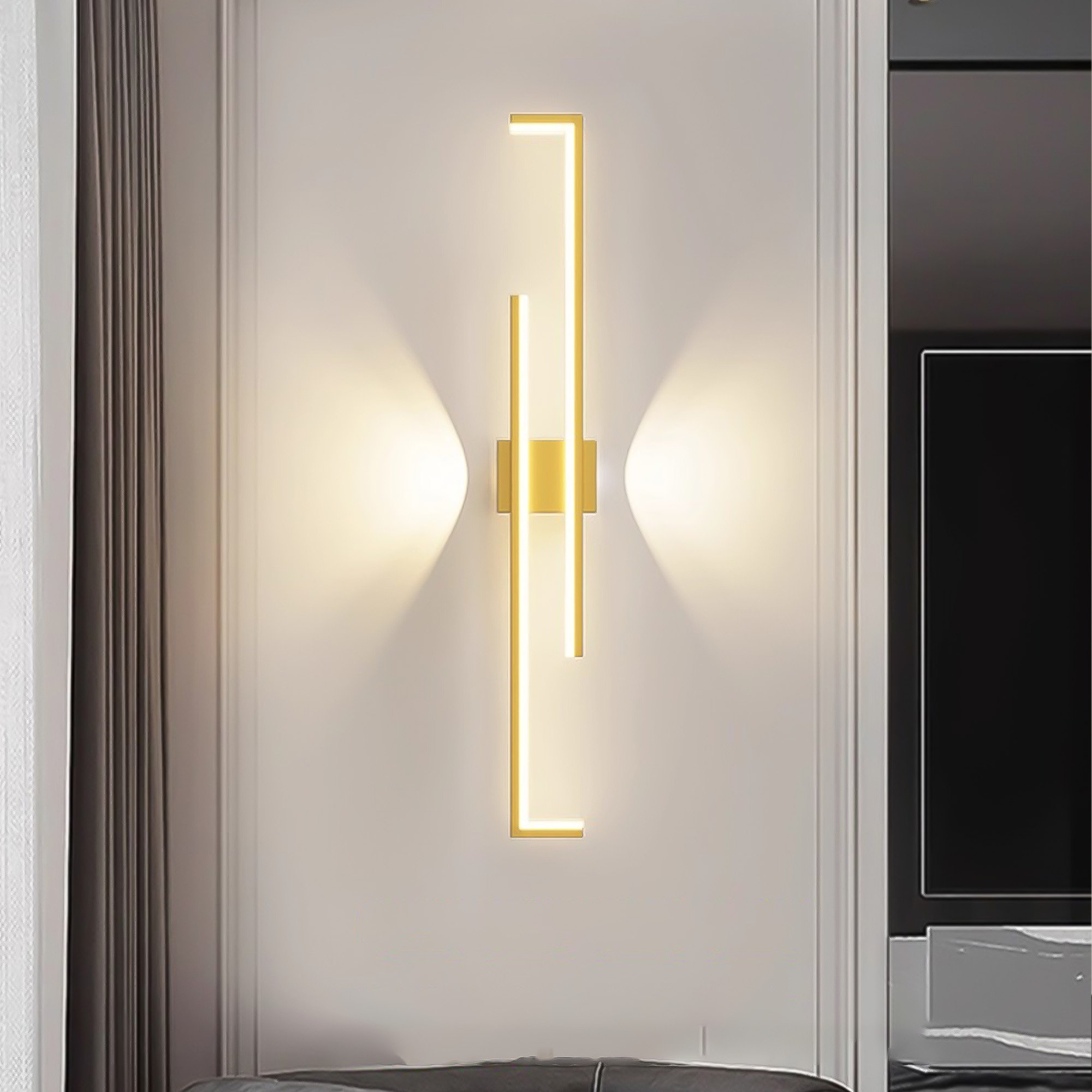 Orren Ellis Living room louver TV wall lamp bedroom strip modern ...