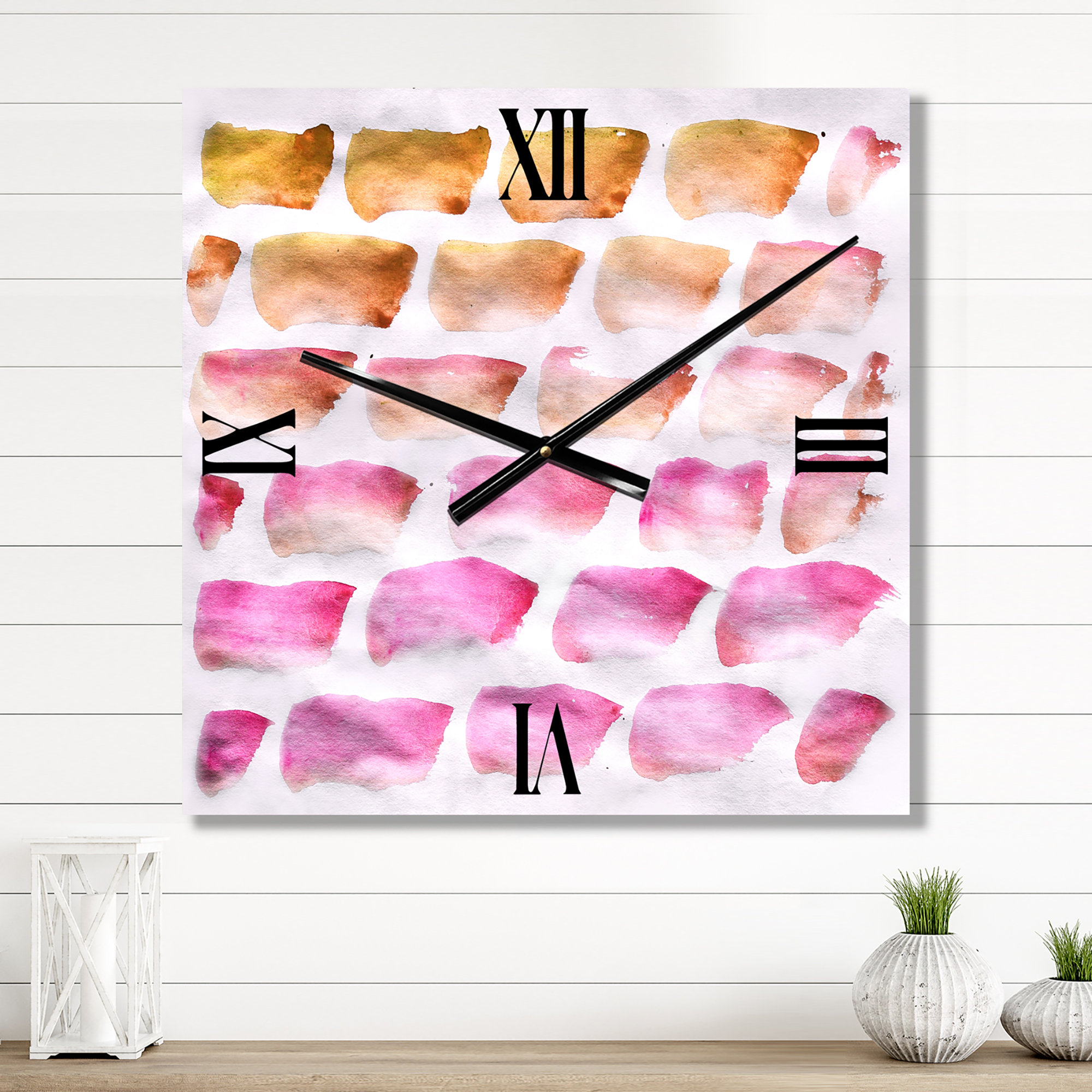 East Urban Home Pink and Dark Yellow Abstracts Brushes - Modern Wall ...