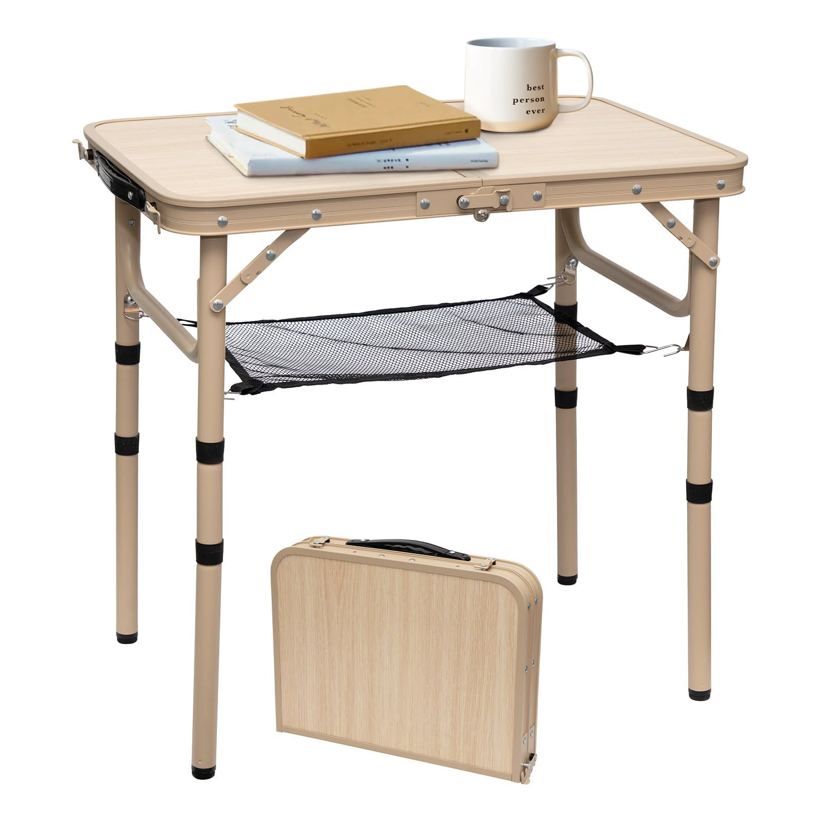 BOJUNTAN Small Folding Table 2FT Camping Table 3 Adjustable Height ...