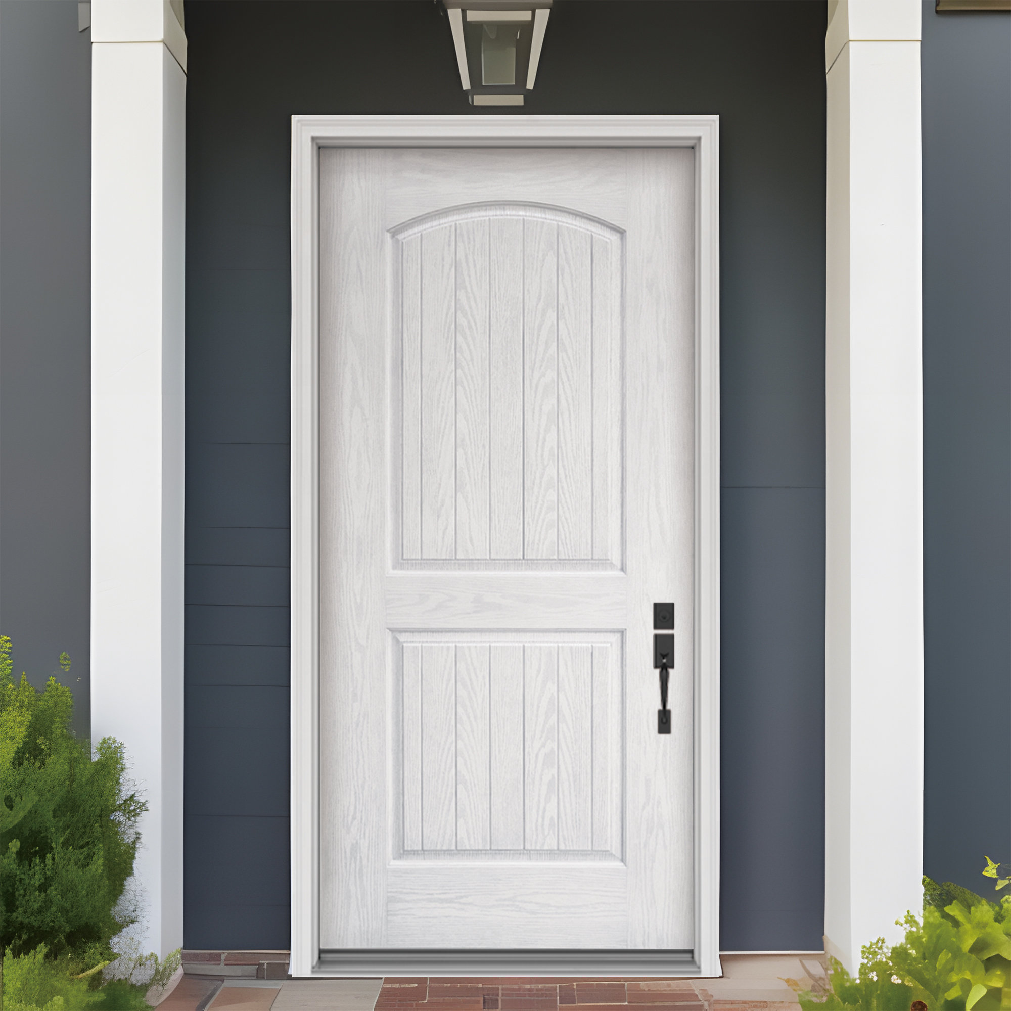CRAFTIUM Classic Fiberglass Exterior Entry Front Door - Left/Right ...