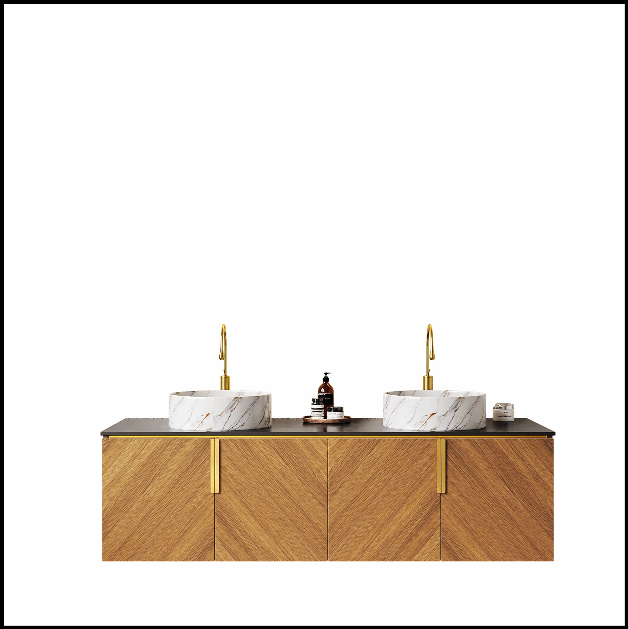 Latitude Run® Modern Wall-Mounted Floating Bathroom Vanity with 4 Doors ...