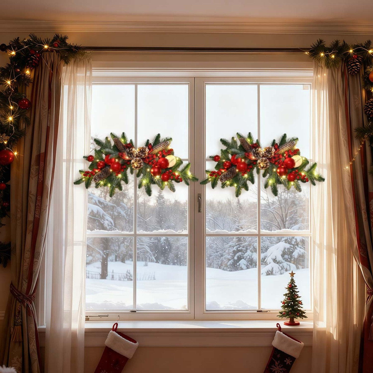 The Holiday Aisle® 29.53" Artificial Teardrop Swag Garland Winter Pine ...