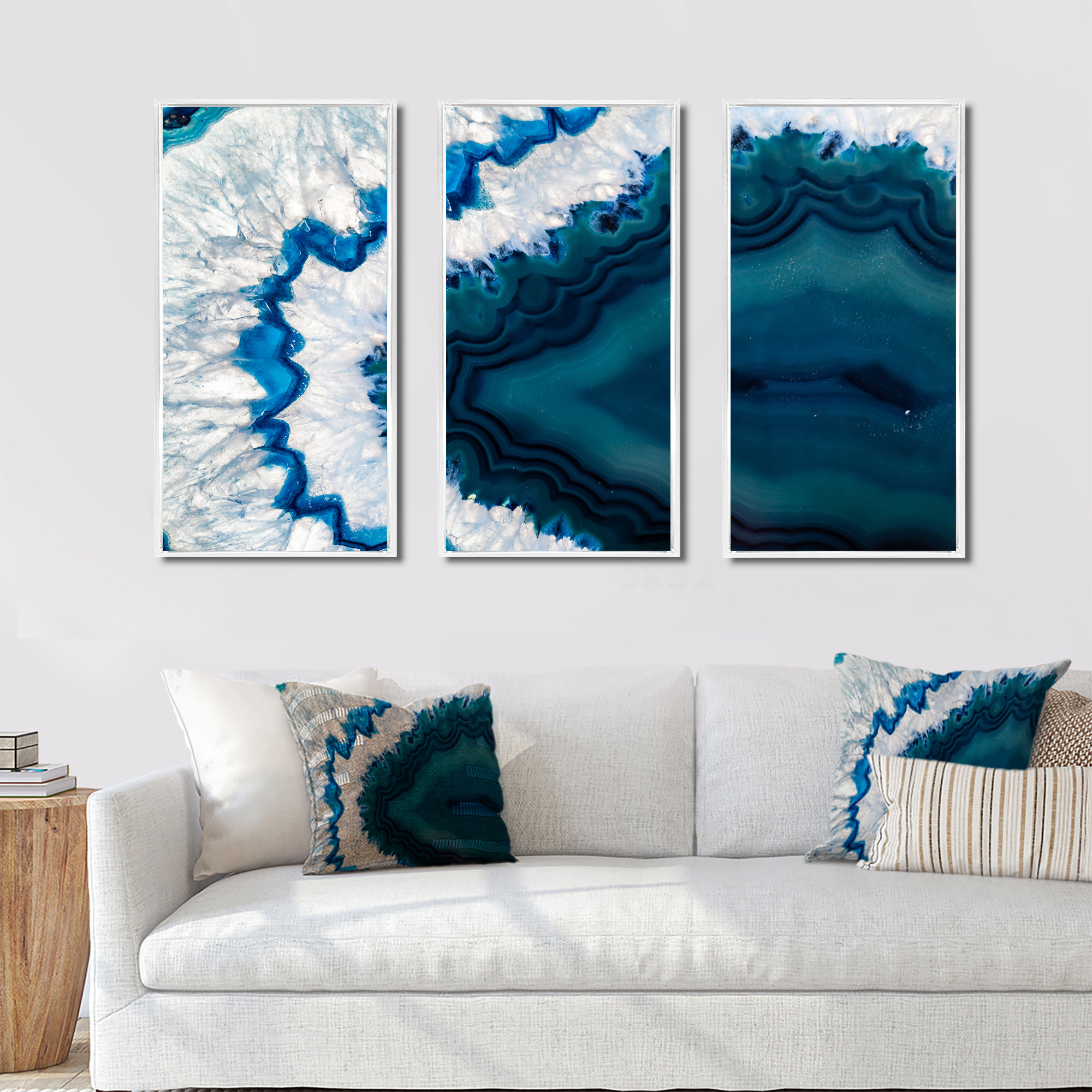 Wrought Studio™ Blue Brazilian Geode - 3 Piece Floater Frame Painting ...