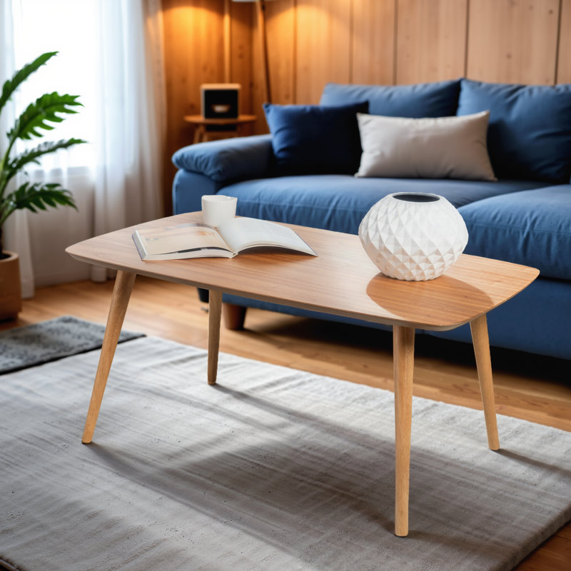 George Oliver Mid-Century Modern Coffee Table with Mindi Veneer Finish ...