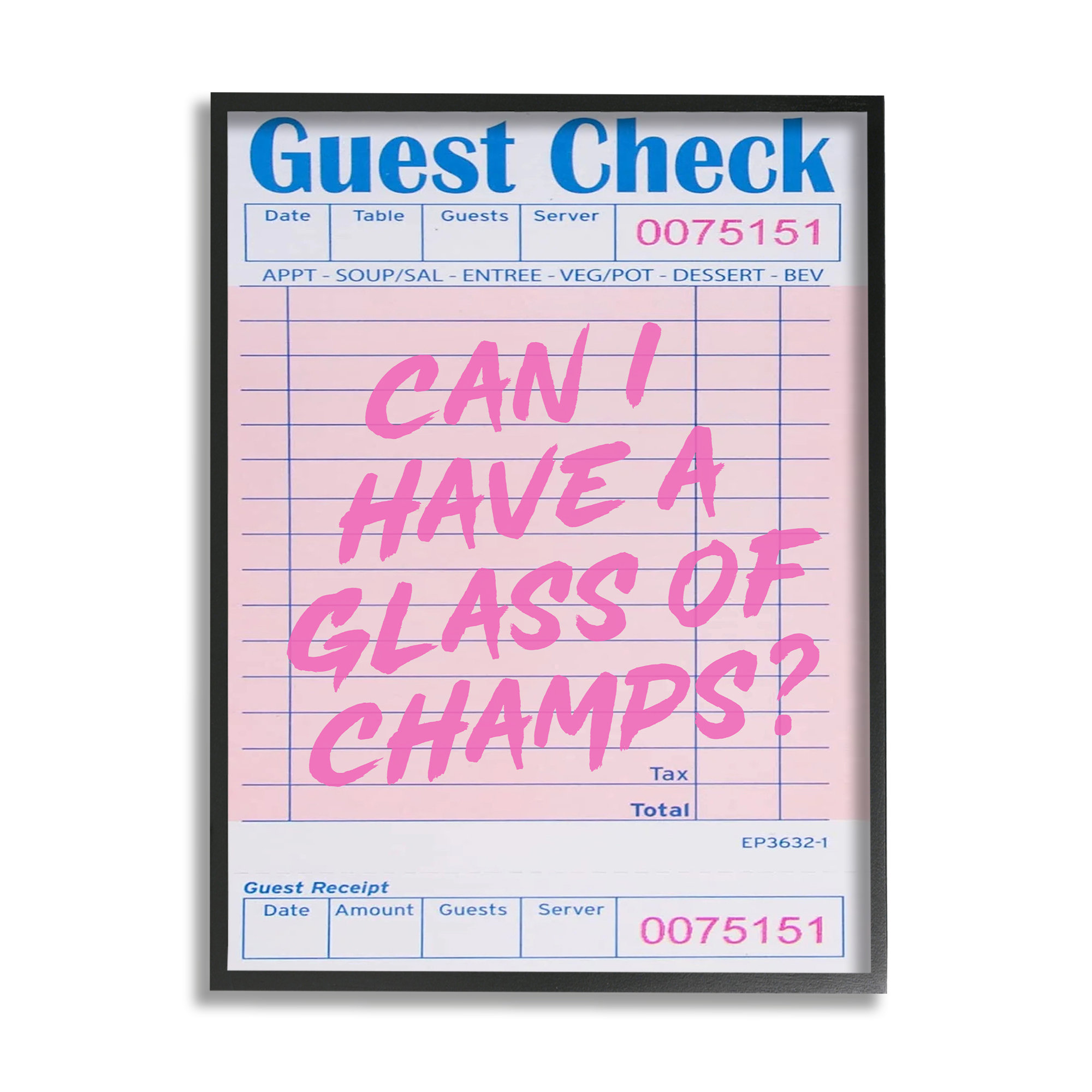 Stupell Industries Vintage Receipt Champagne Phrase Framed by House of ...