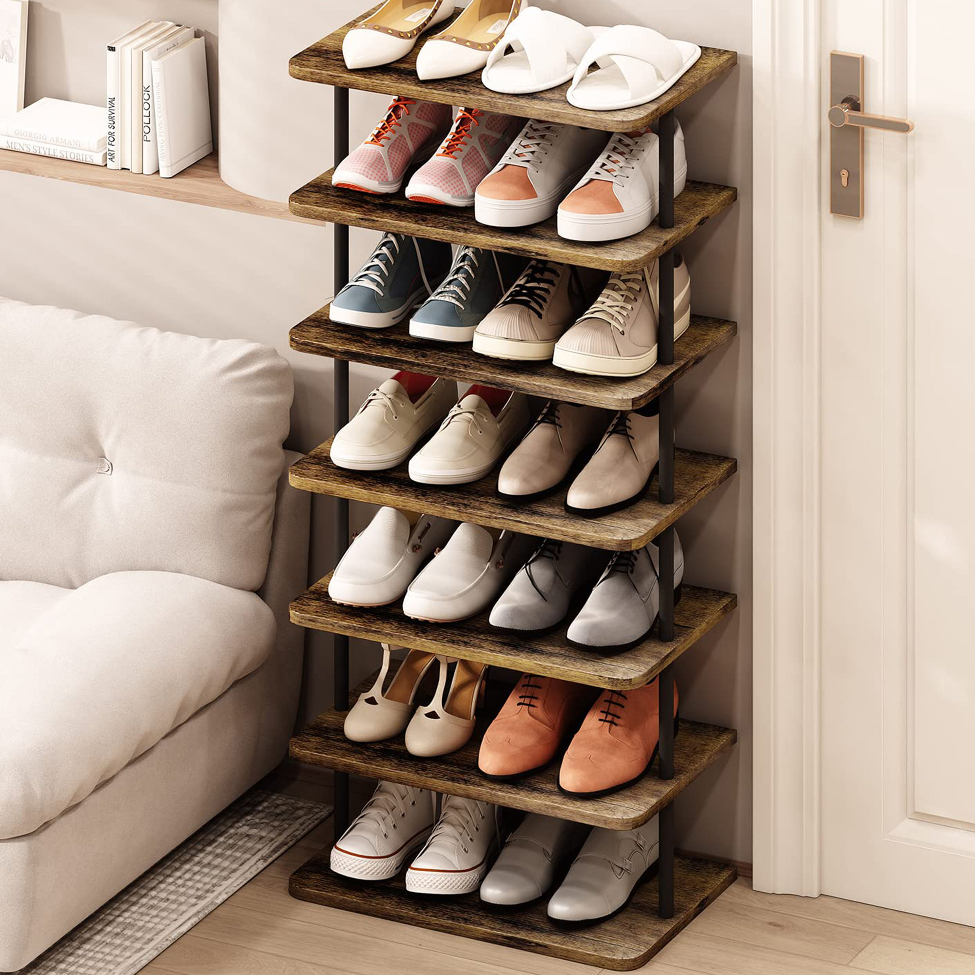 17 Stories 7 Tier Free Standing Shoe Rack - Wayfair Canada