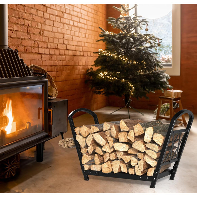 Gracie Oaks Firewood Rack Indoor Log Holder Wood Storage For Fireplace ...