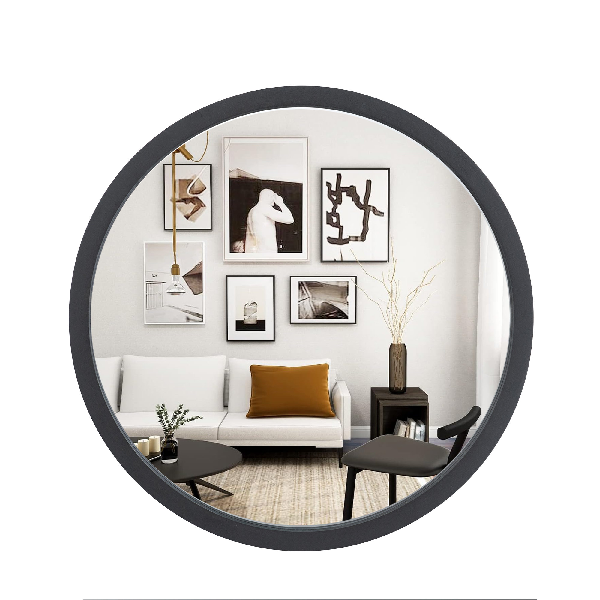 Red Barrel Studio® Emmilie Round Solid Wood Wall Mirror | Wayfair