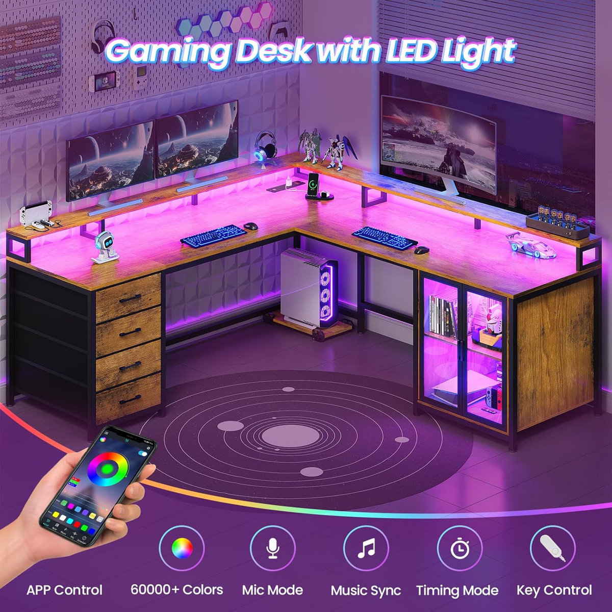 Inbox Zero Hansbury Reversible Desk with Built in Outlets & Reviews ...