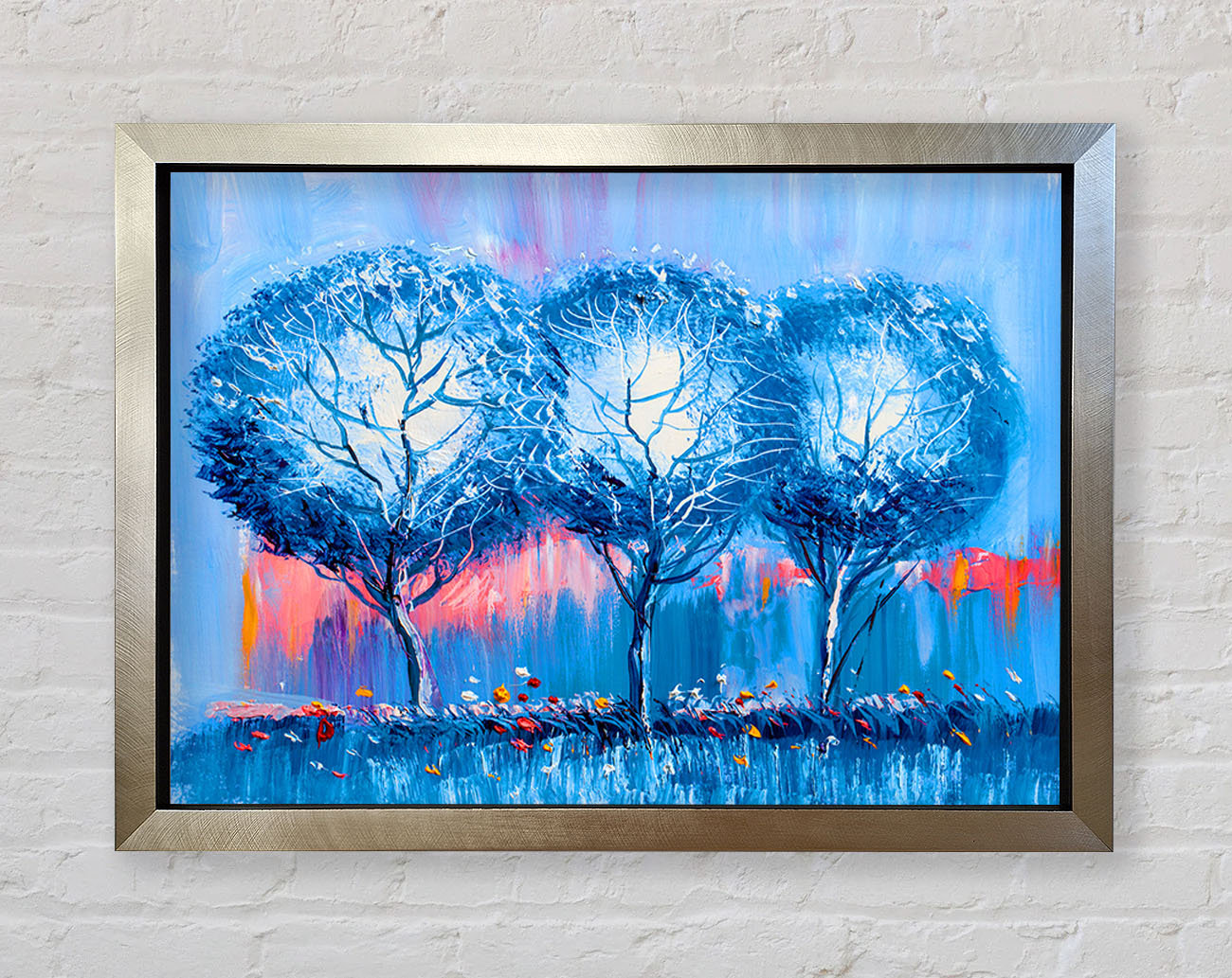 Rosalind Wheeler Three Blue Winter Trees - Single Picture Frame Art ...