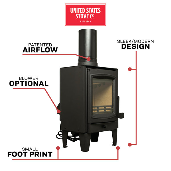 United States Stove Company Us Stove 750 Sq Ft Tiny Wood Stove, 75% ...